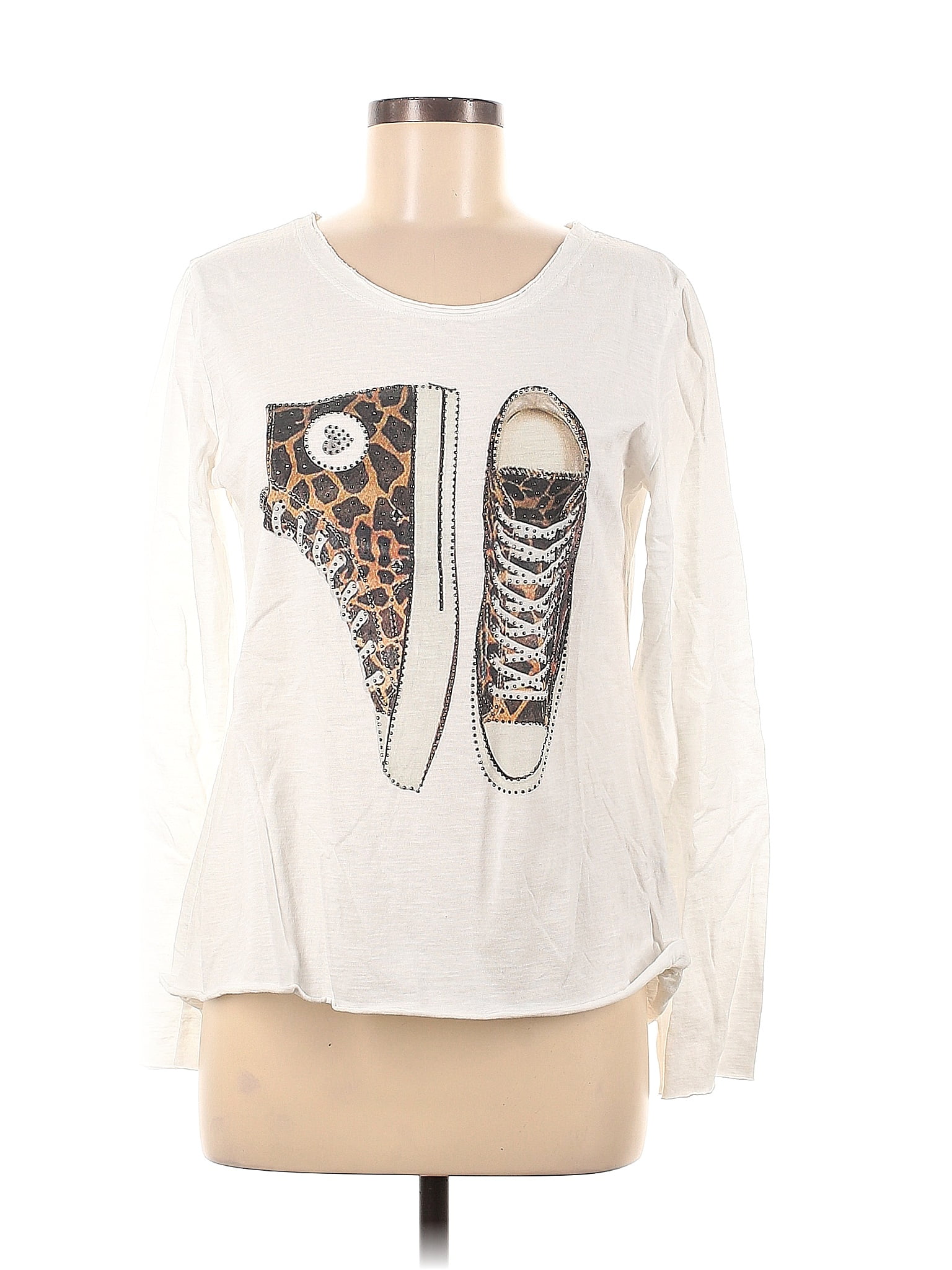 Venti6 100% Baumwolle Ivory White Long Sleeve T-Shirt Size M - 66% off ...