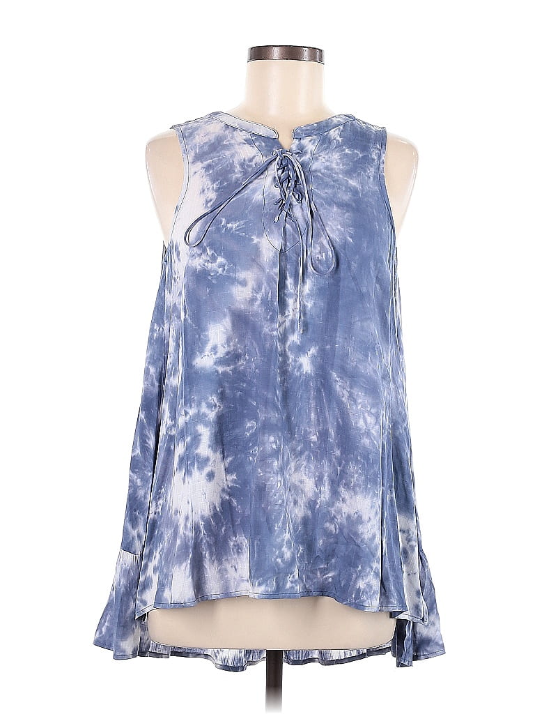 Hem & Thread 100% Rayon Blue Sleeveless Blouse Size M - 83% off | ThredUp