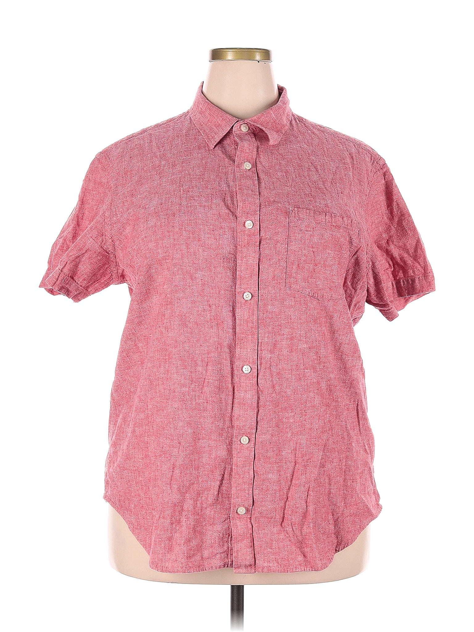 Banana Republic Factory Store Marled Red Short Sleeve Button Down Shirt