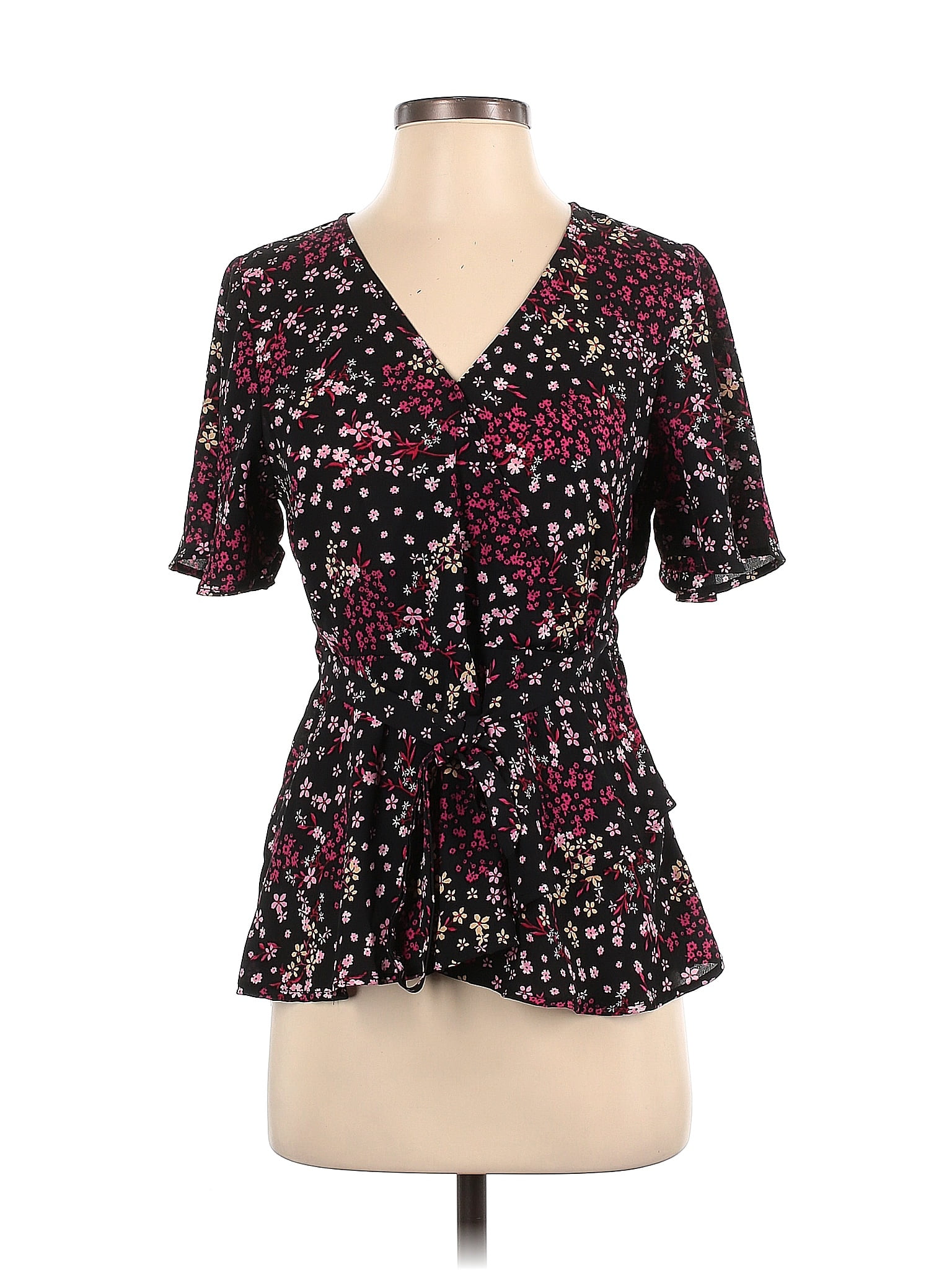 Bobeau 100 Rayon Black Short Sleeve Blouse Size S 58 Off Thredup