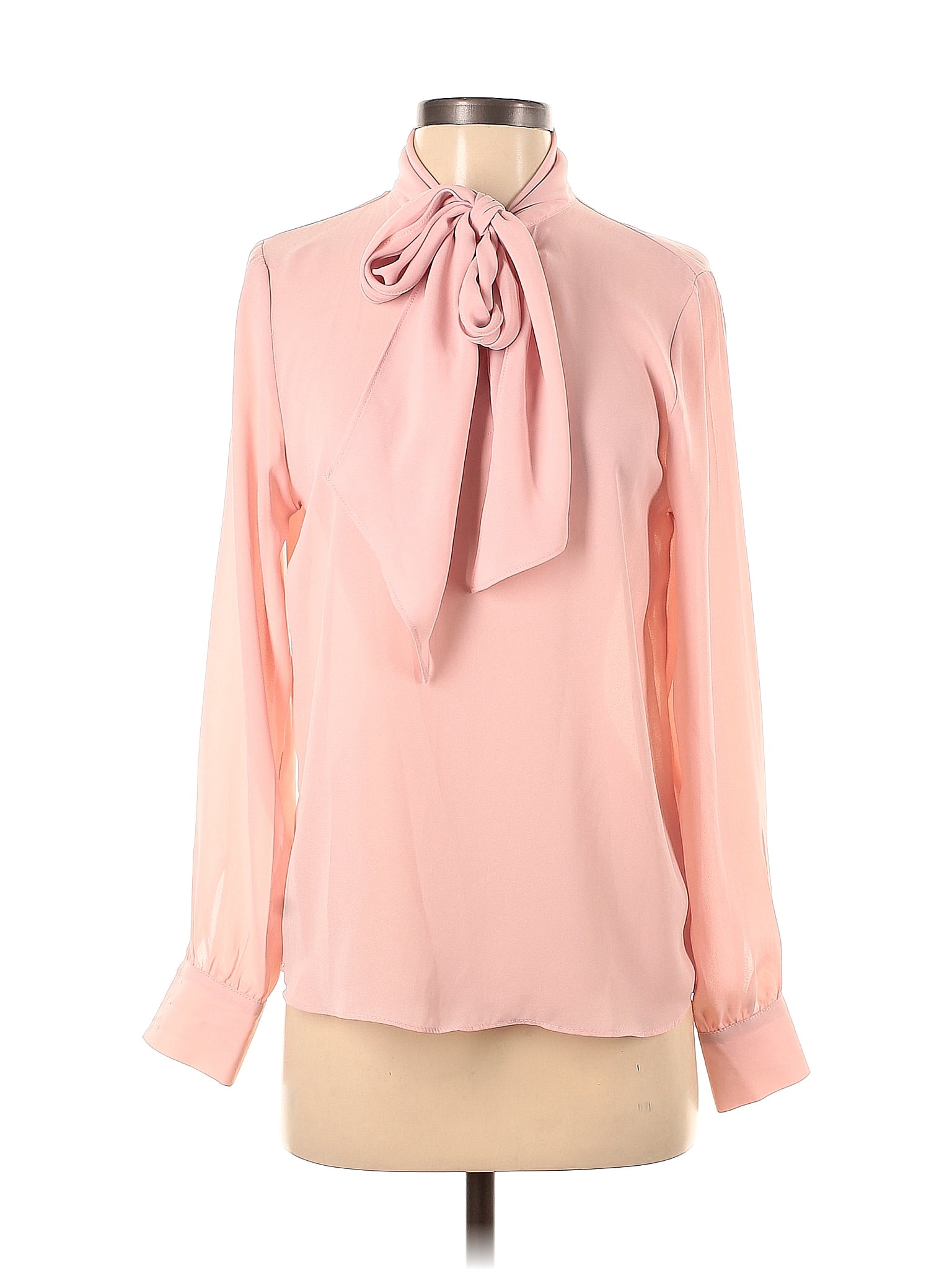 Ellen Weaver 100 Polyester Pink Long Sleeve Blouse Size S 57 Off