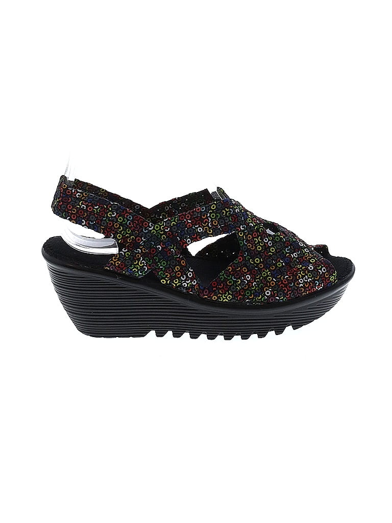 Bernie Mev Jacquard Floral Motif Fair Isle Brocade Black Wedges Size 37 ...