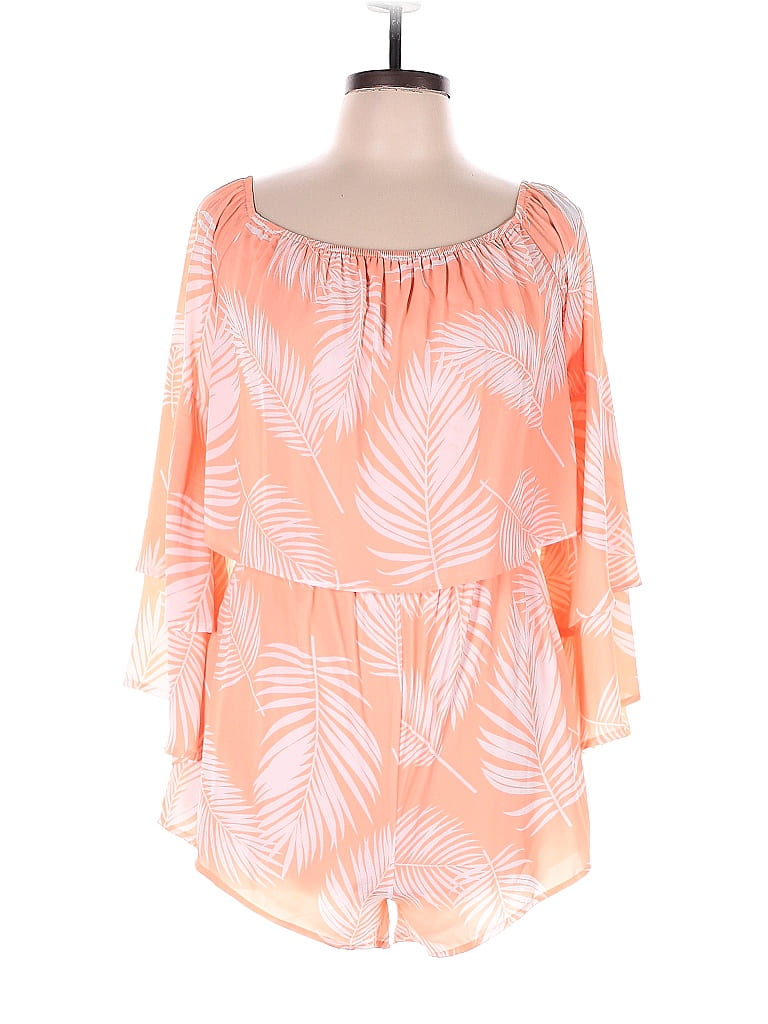 Pink Lily 100% Polyester Orange Romper Size S - 54% off | ThredUp