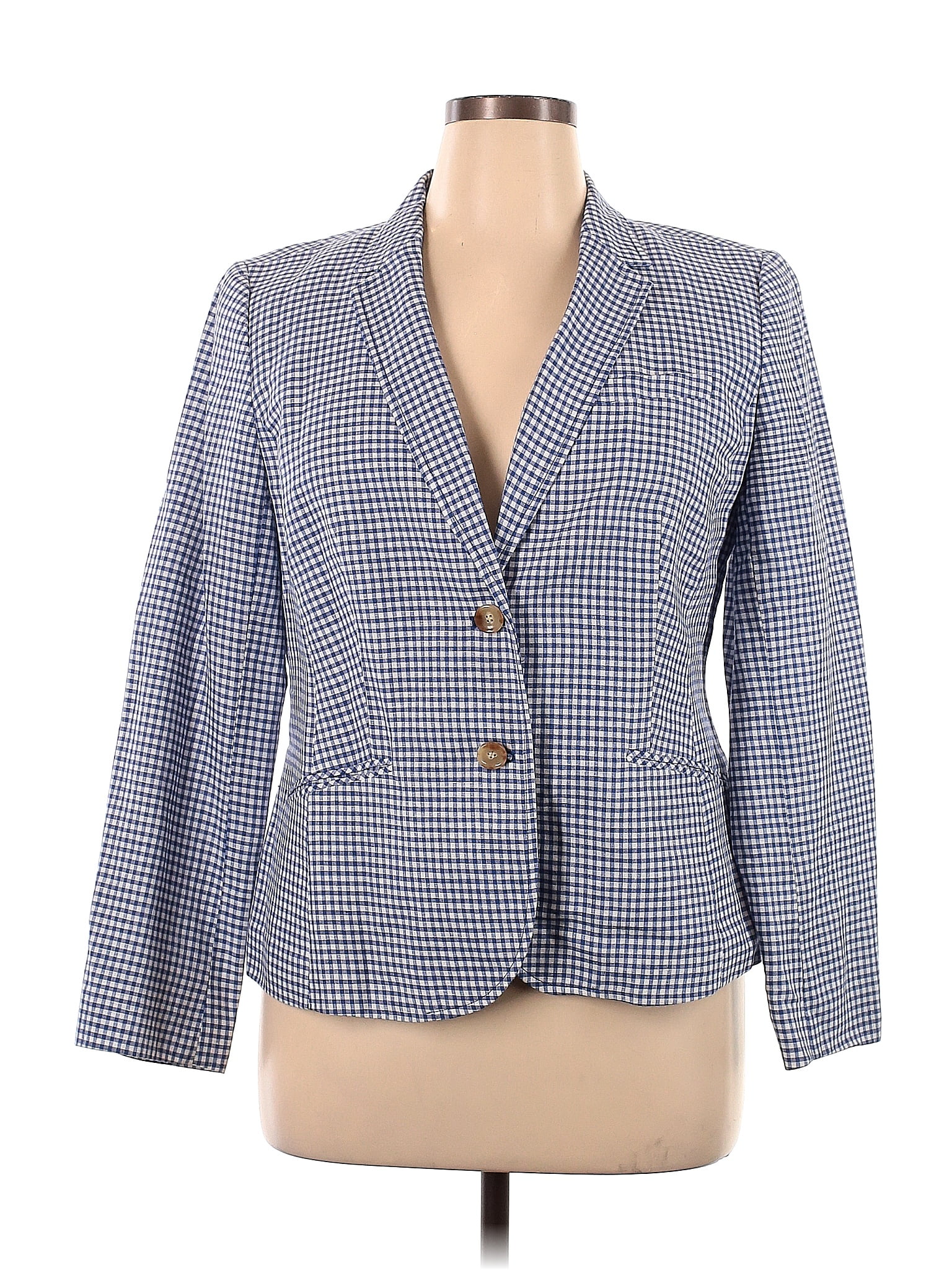 Talbots Houndstooth Checkered-gingham Blue Blazer Size 14 - 79% off | ThredUp