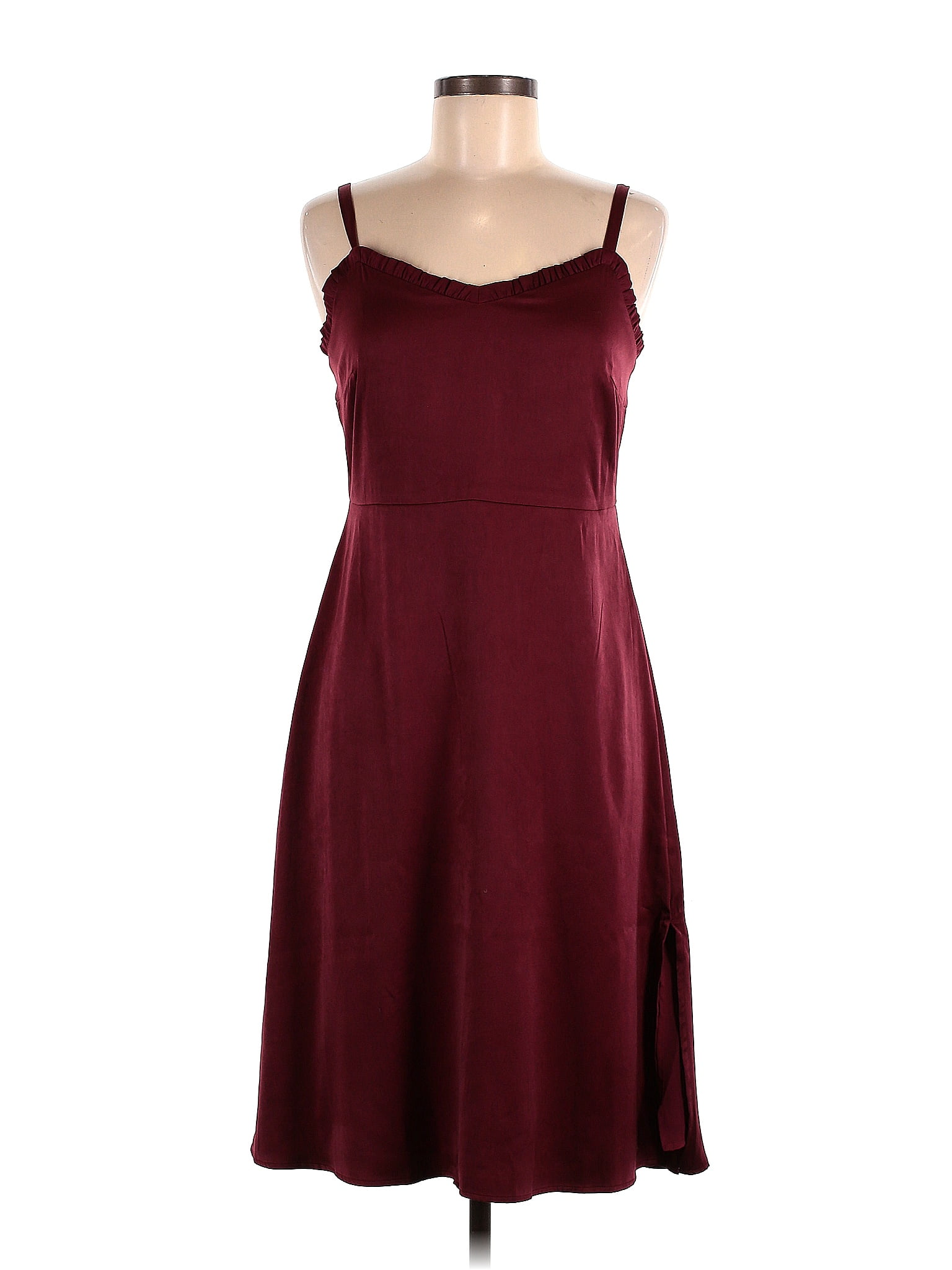 Ann Taylor Loft 100 Polyester Solid Burgundy Cocktail Dress Size 6