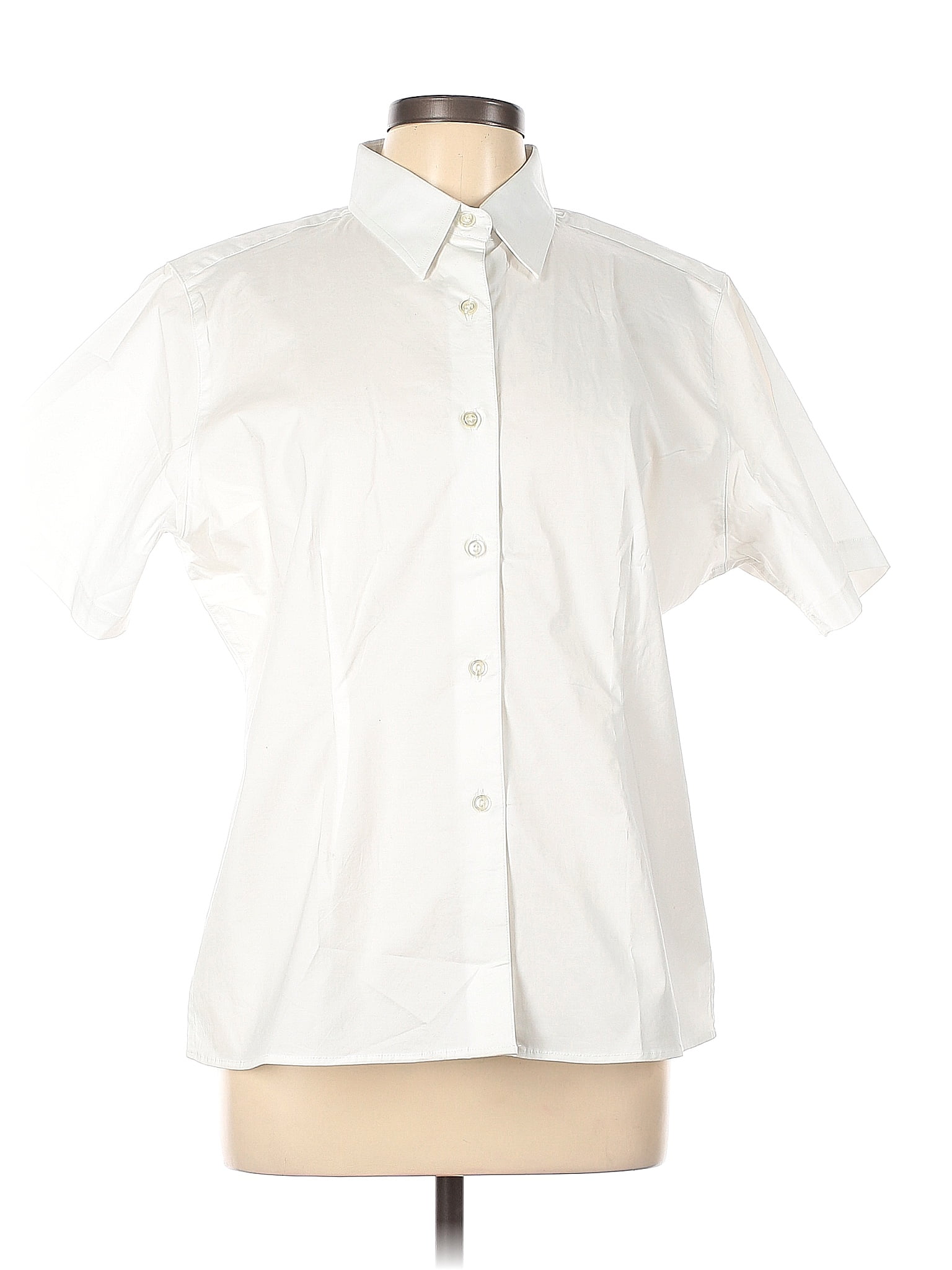 Assorted Brands White Short Sleeve Button Down Shirt Size L 47 Off