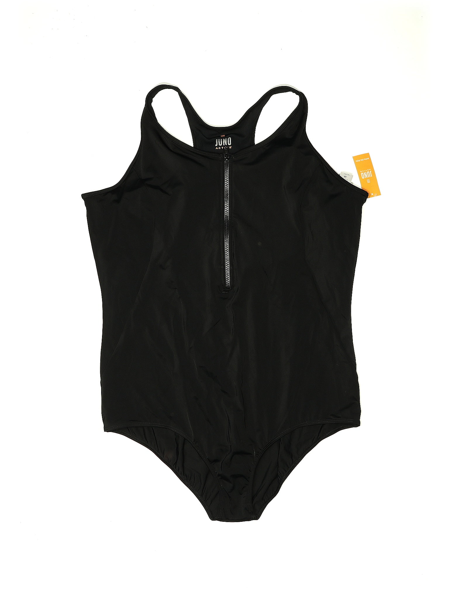 Juno Active Jacquard Marled Solid Tortoise Graphic Black One Piece ...