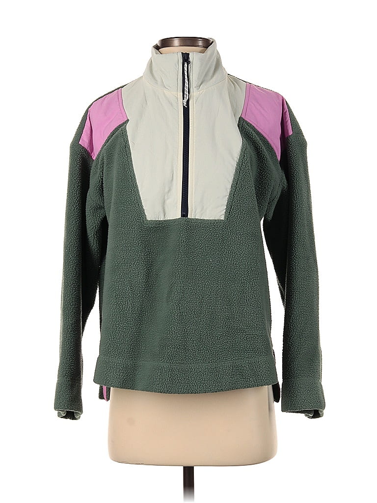 Free Assembly 100% Recycled Polyester Color Block Green Fleece Size S ...