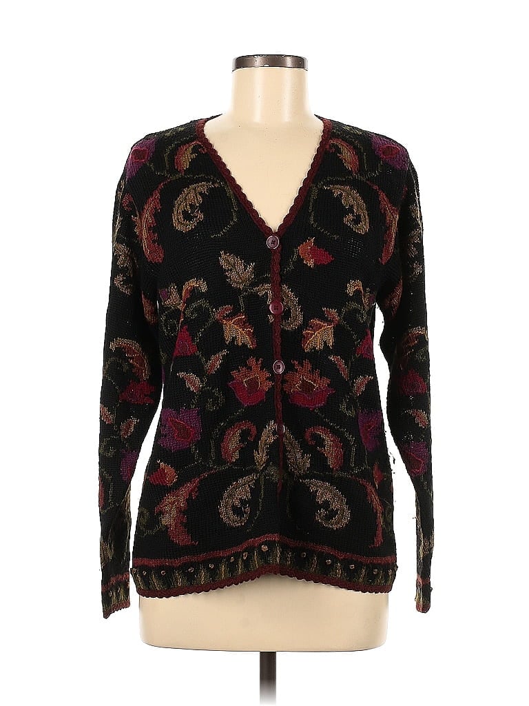 Peruvian Connection 100% Alpaca Paisley Black Wool Cardigan Size M - 69 ...