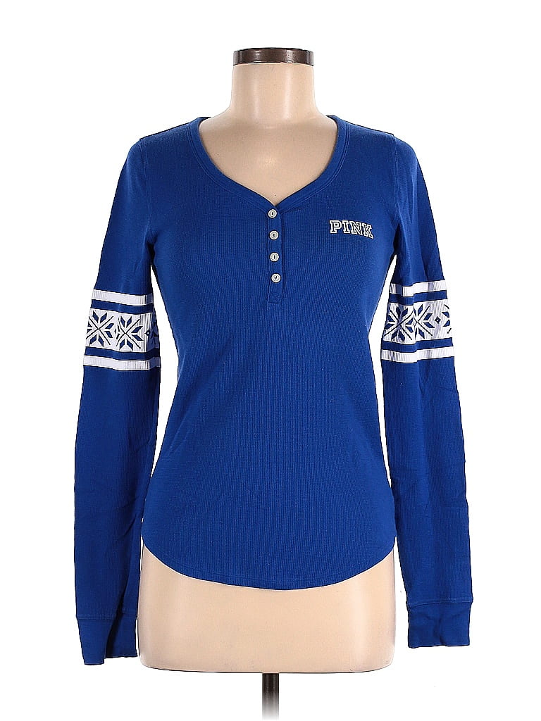 Victoria's Secret Pink Blue Long Sleeve Henley Size M - 54% off | ThredUp