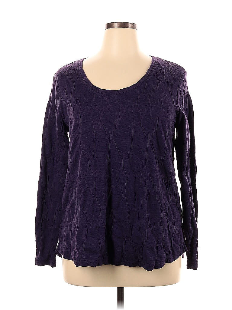 Simply Vera Vera Wang Solid Purple Long Sleeve Blouse Size Xl 50 Off