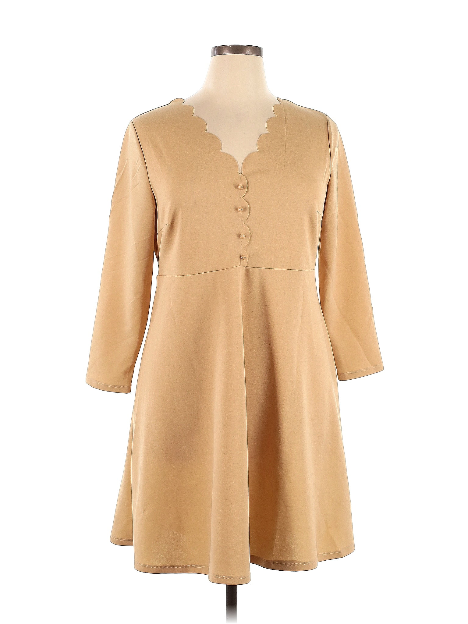 Shein Solid Tan Cocktail Dress Size 1X (Plus) - 40% off | ThredUp