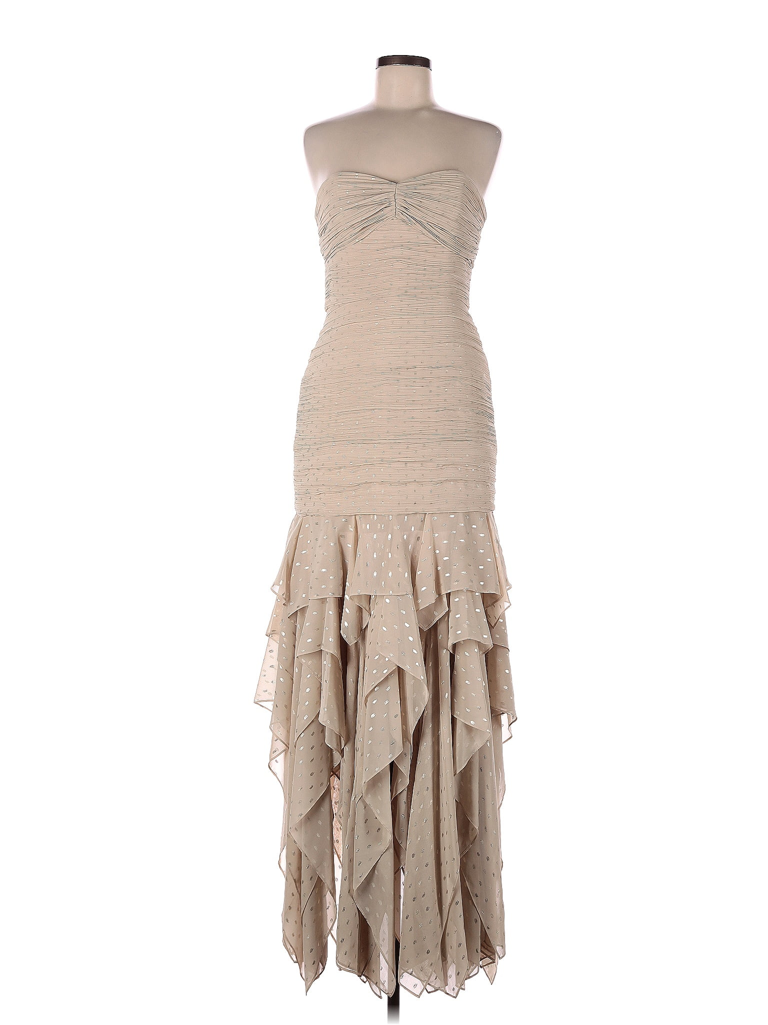 Halston Heritage 100 Polyester Tan Cocktail Dress Size 6 79 Off