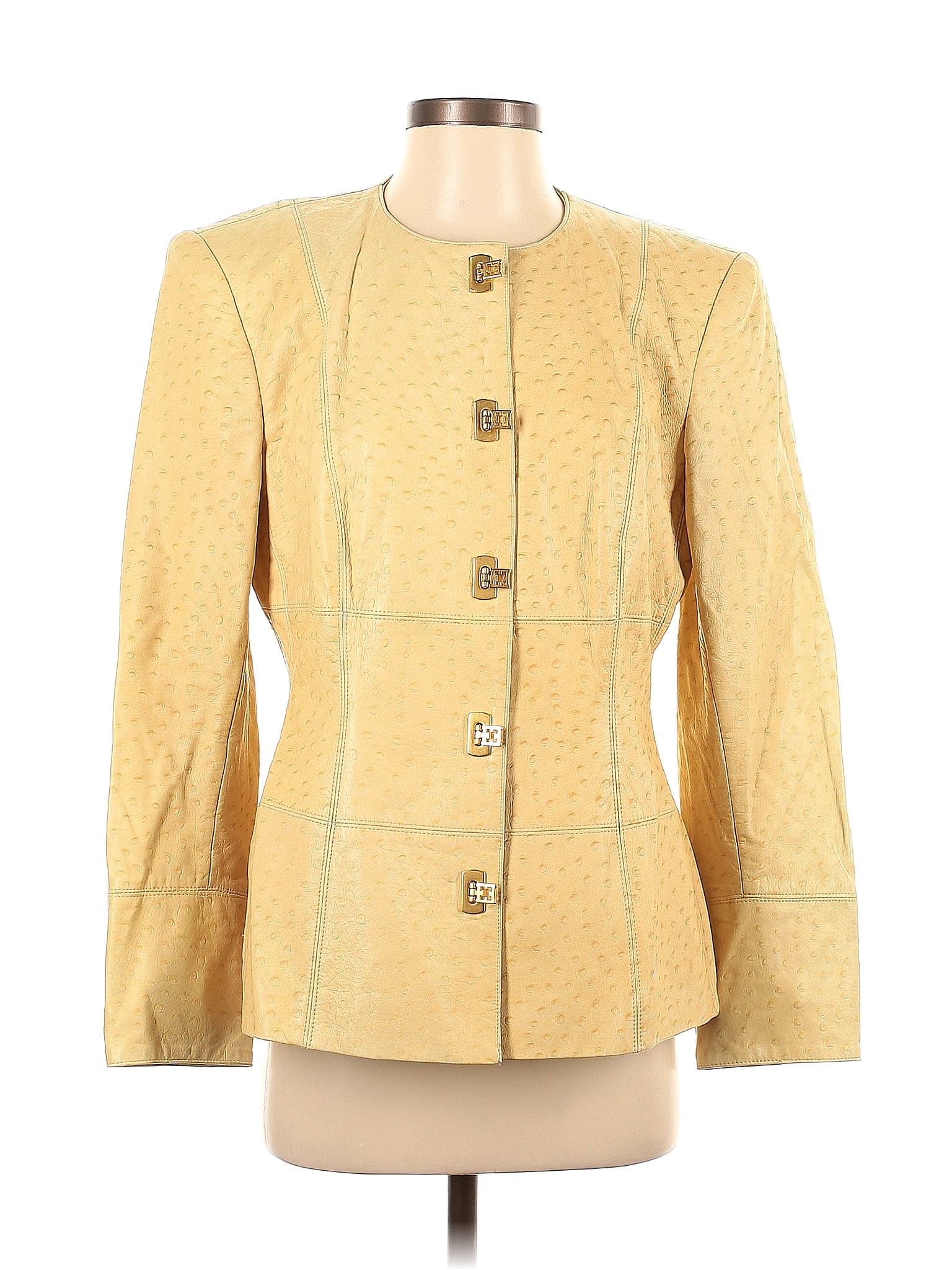 Escada by Margaretha Ley 100% Leather Yellow Leather Jacket Size 40 (IT ...