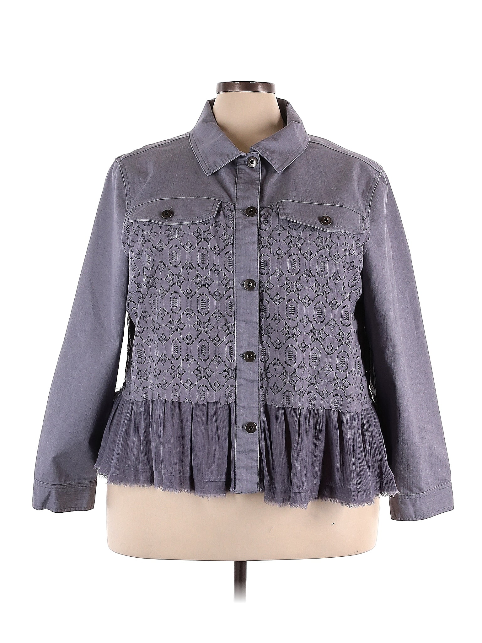 Kate And Mallory Designs Gray Denim Jacket Size 3x Plus 45 Off Thredup