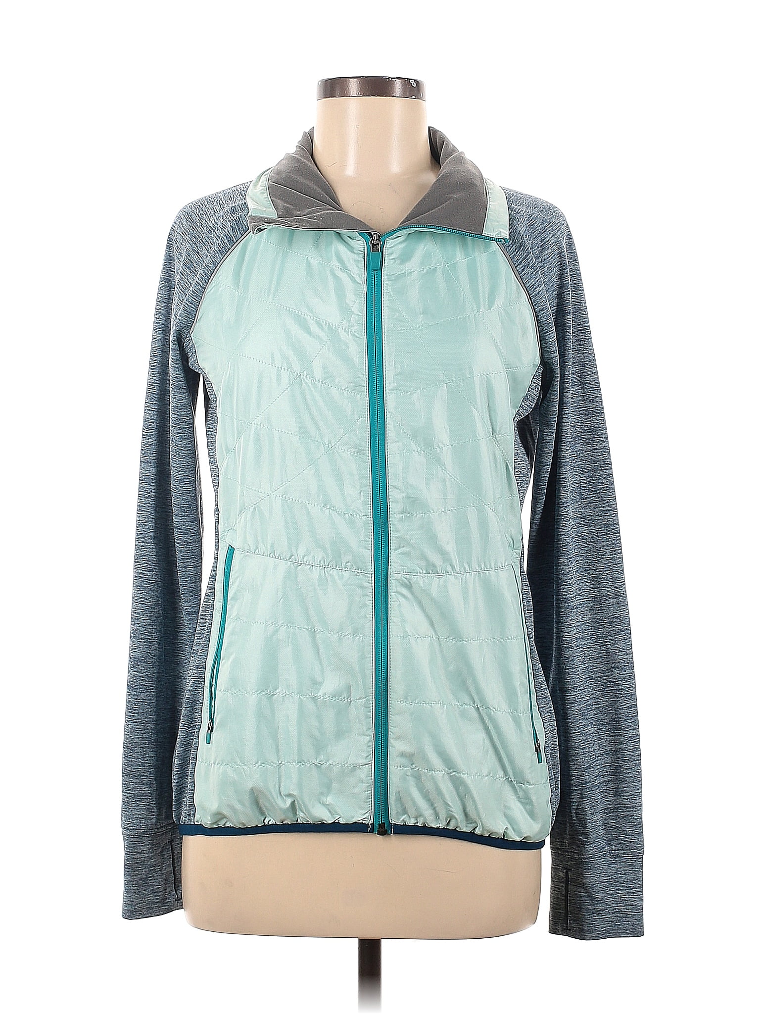 Title Nine 100% Polyester Marled Color Block Teal Track Jacket Size M ...