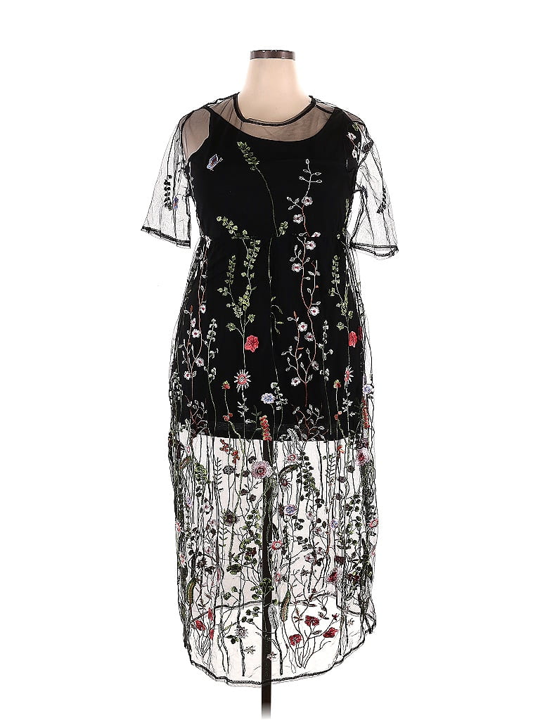 ENKA Floral Motif Black Casual Dress Size 3X (Plus) - 60% off | ThredUp