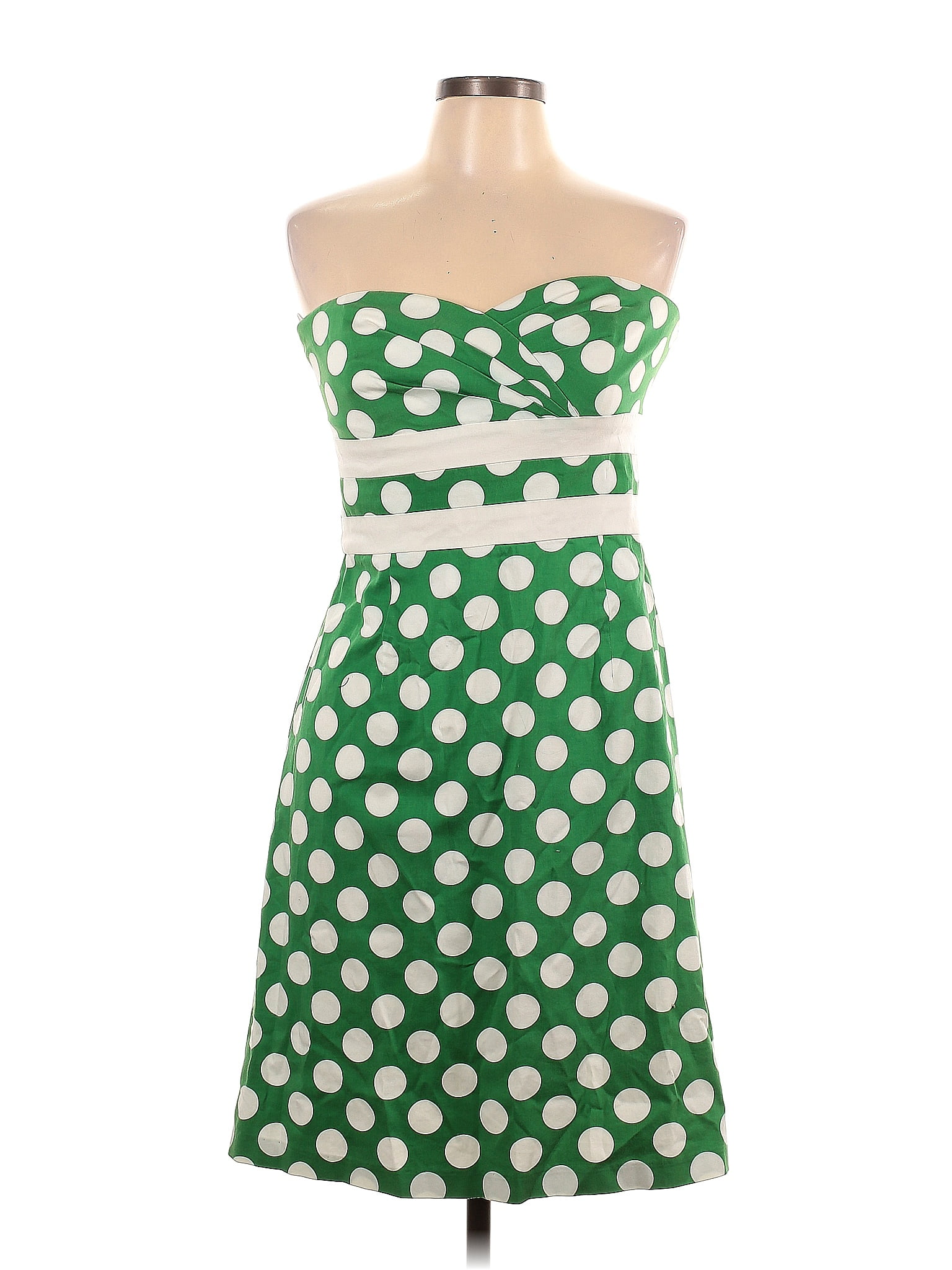 Donna Ricco 100% Polyester Polka Dots Green Casual Dress Size 10 - 77% ...