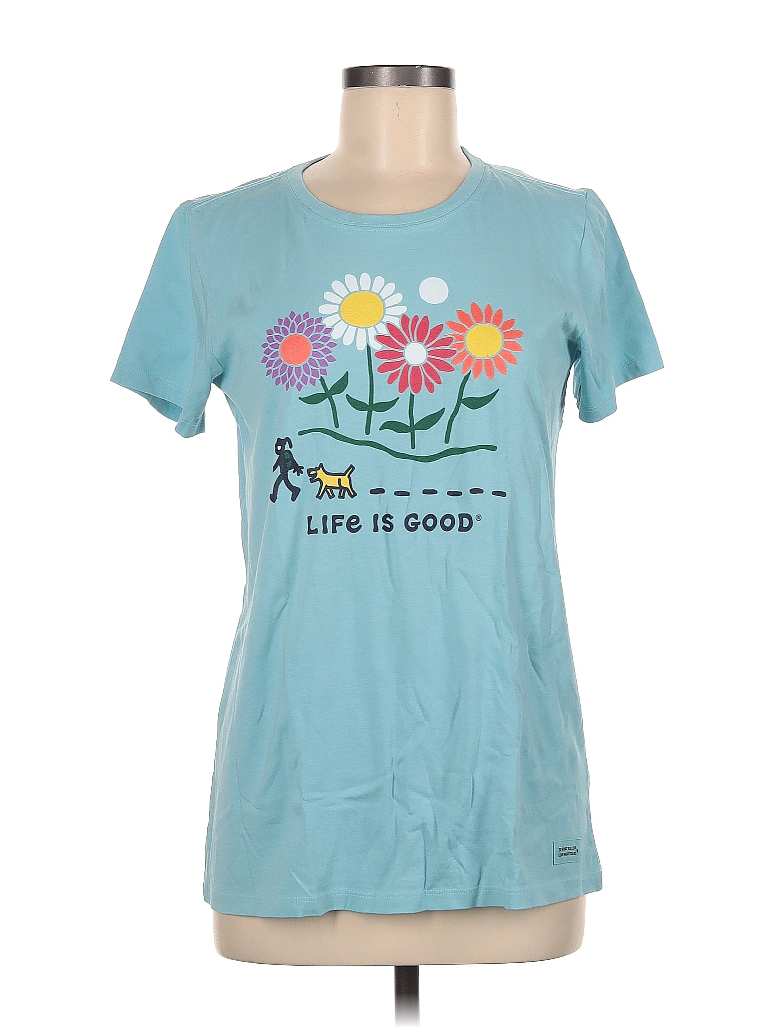 Life Is Good 100% Cotton Teal Short Sleeve T-Shirt Size M - 32% off ...