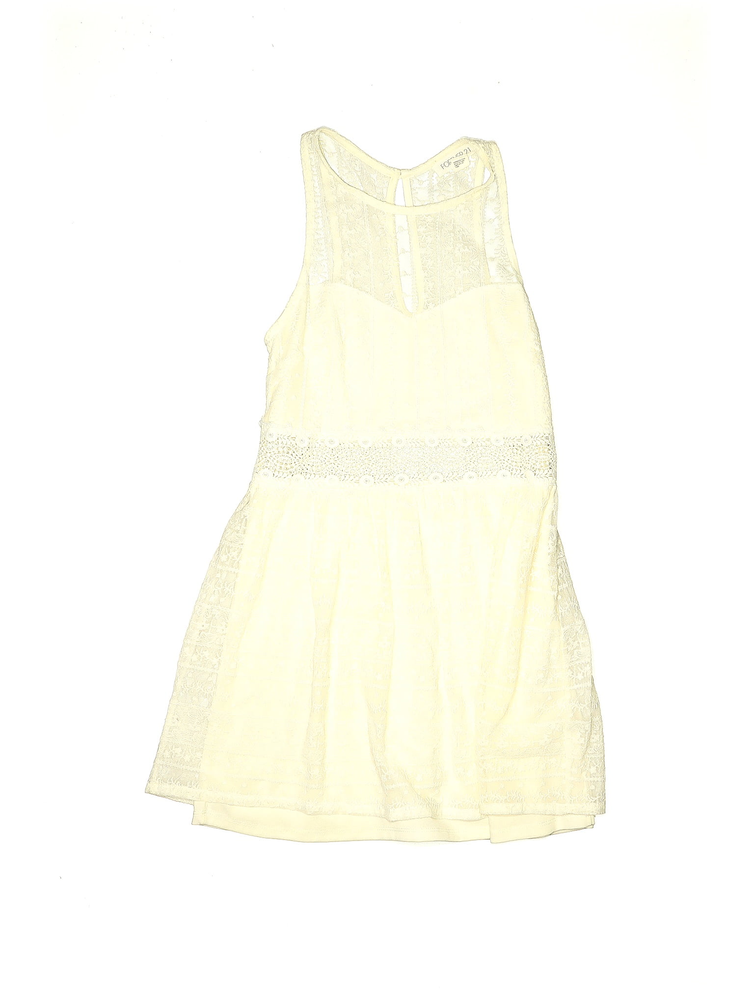 Forever 21 100% Nylon Yellow White Dress Size M (Youth) - 50% off | ThredUp