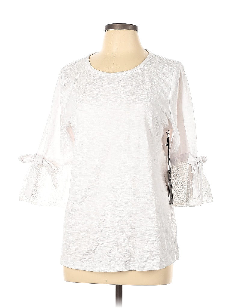 Doe & Rae 100% Cotton White Long Sleeve Blouse Size L - 73% off | ThredUp