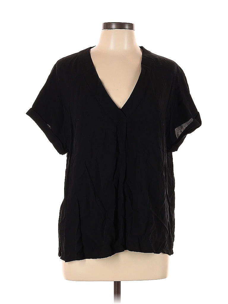 Gap 100% Rayon Black Short Sleeve Blouse Size L - 70% off | ThredUp