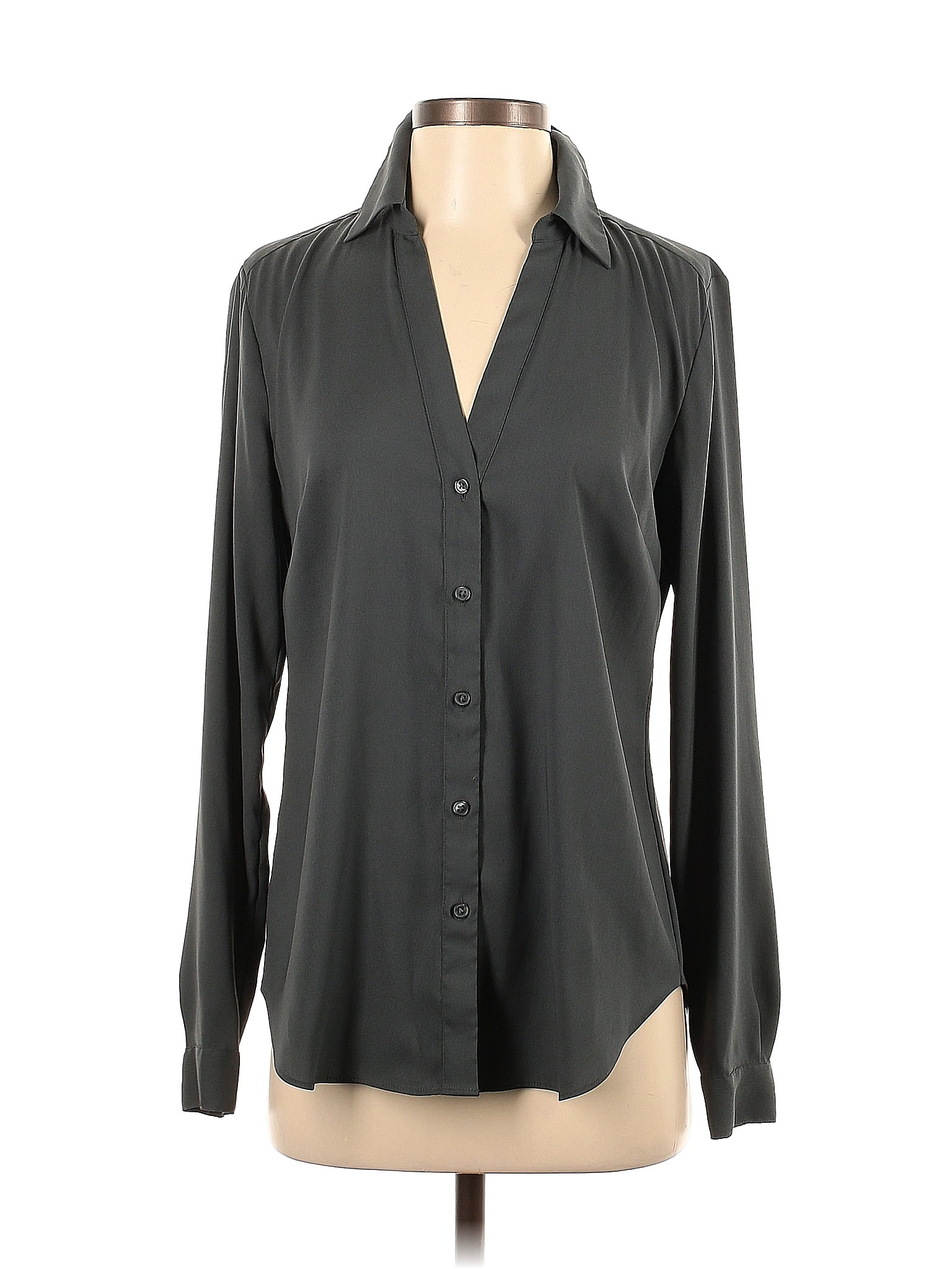 Ann Taylor 100 Polyester Gray Long Sleeve Blouse Size S 74 Off