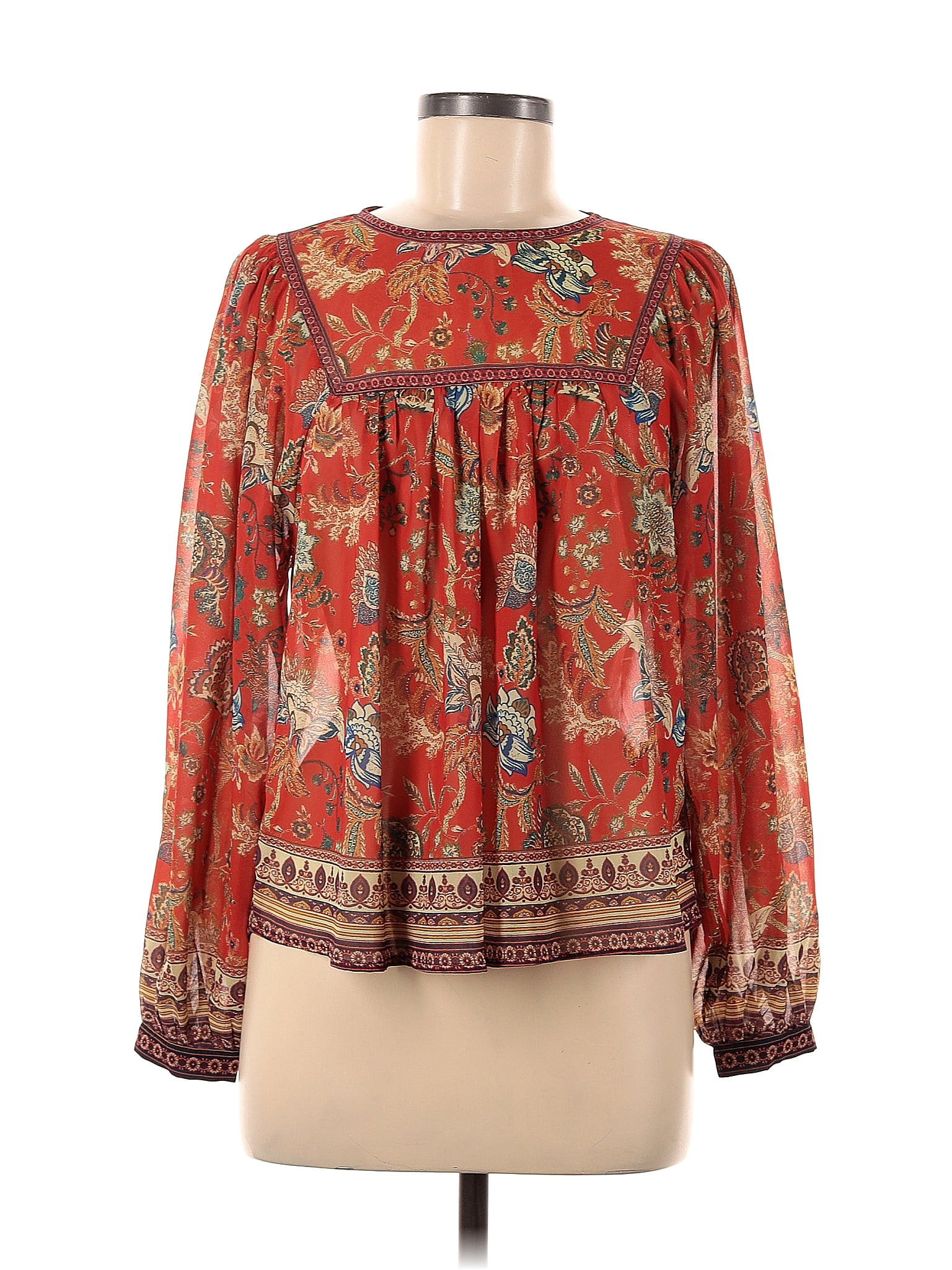 Vici 100 Polyester Red Long Sleeve Blouse Size S 70 Off Thredup