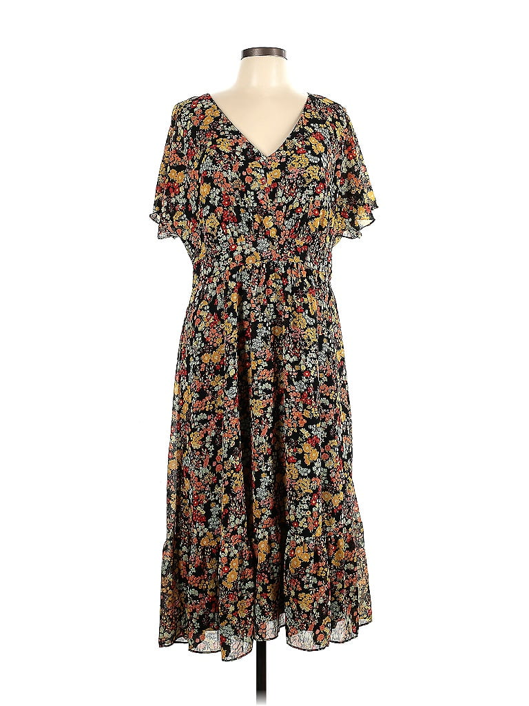 Madewell 100 Polyester Floral Motif Paisley Floral Brown Casual Dress