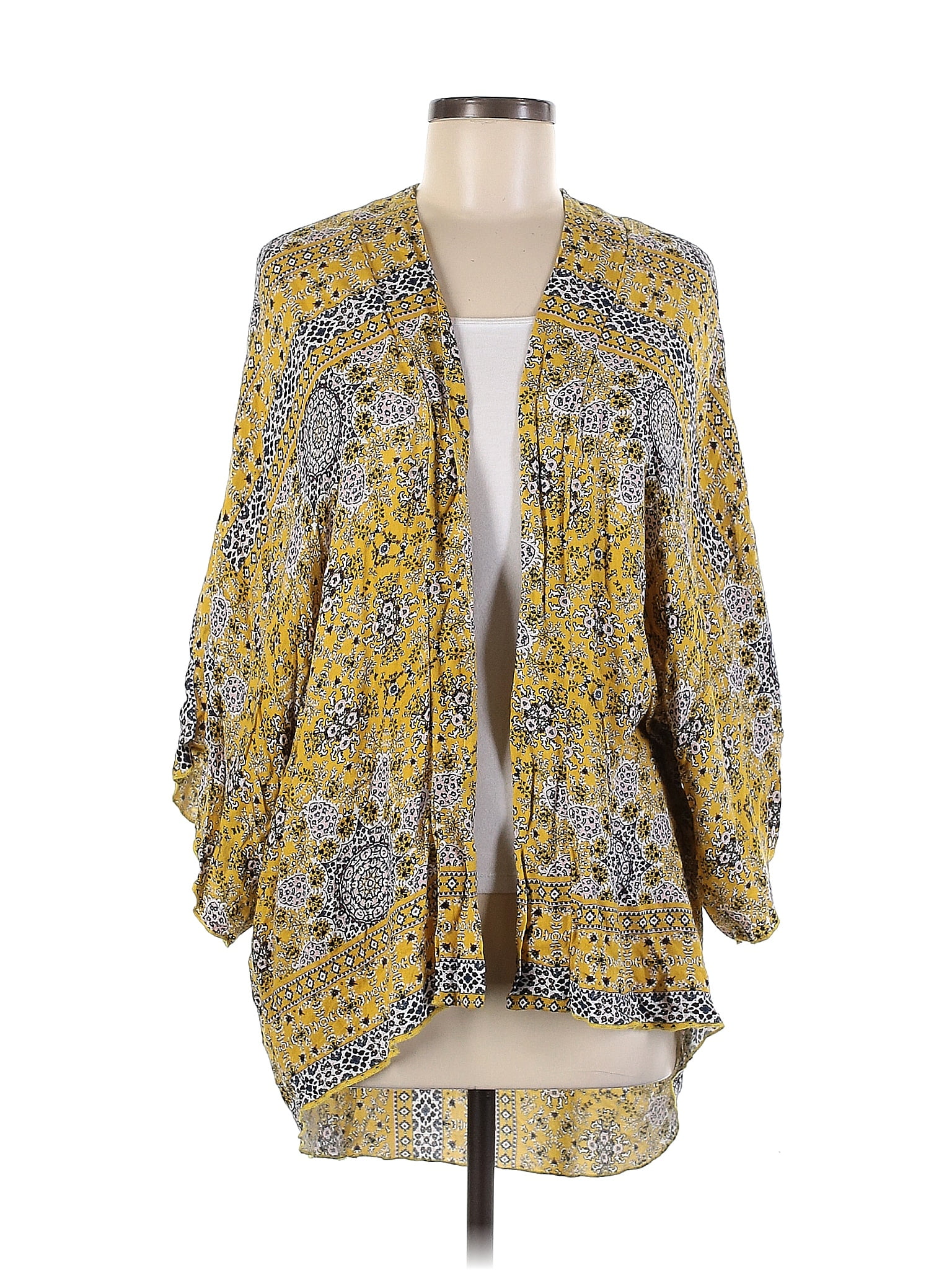 Allison Joy 100% Rayon Yellow Kimono Size Med - Lg - 64% off | ThredUp