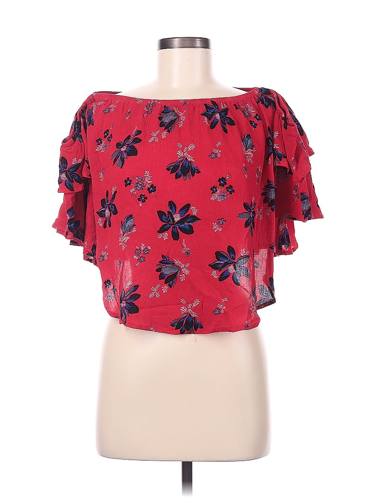 Gypsies And Moondust 100 Rayon Red Short Sleeve Blouse Size M 48 Off