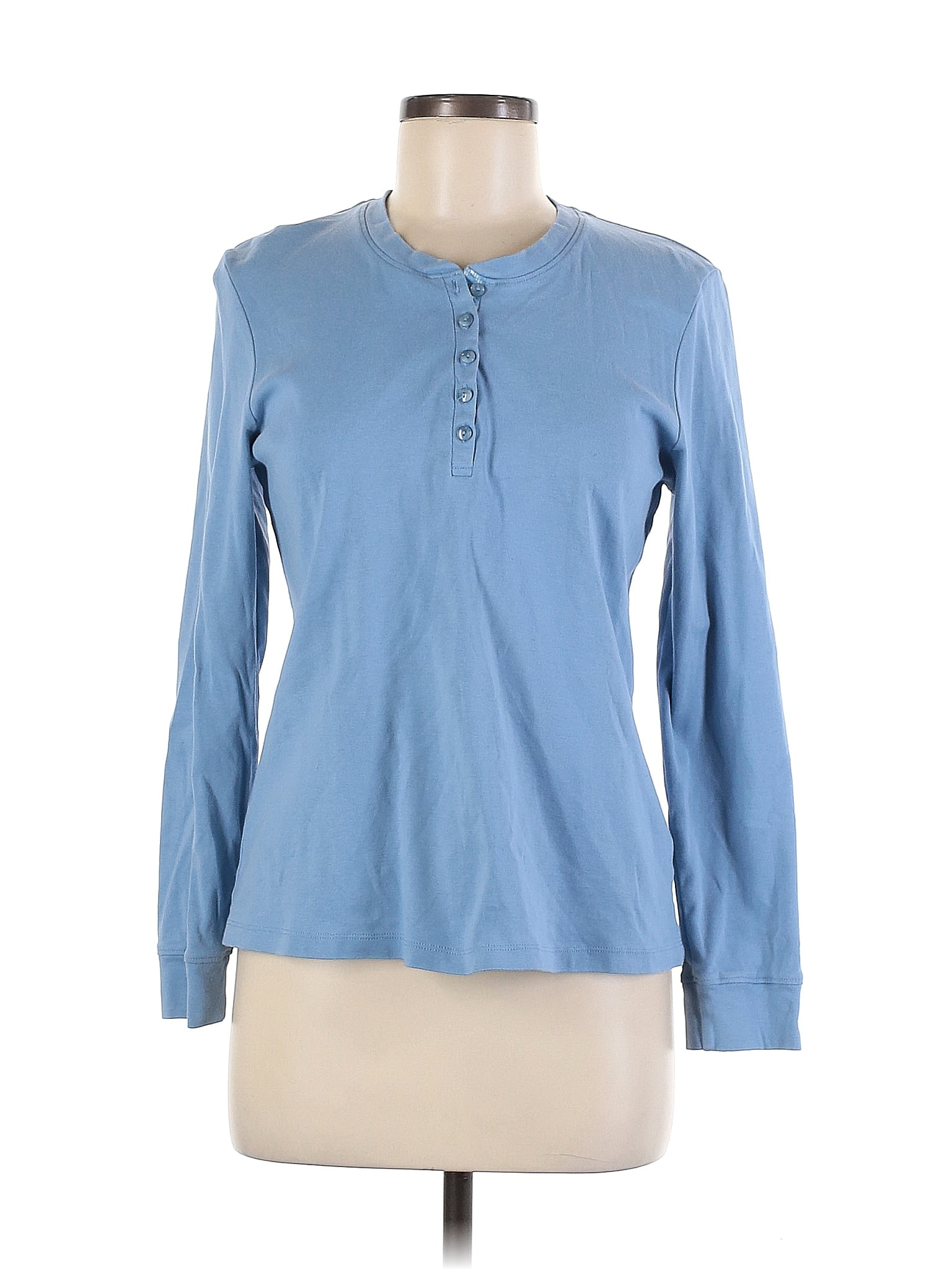 L.L.Bean 100% Cotton Blue Long Sleeve Henley Size M - 50% off | ThredUp