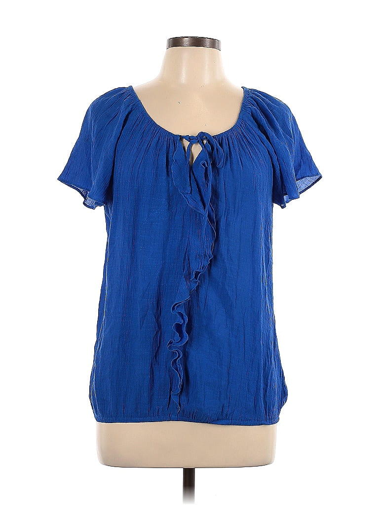 St Johns Bay Blue Short Sleeve Blouse Size L 73 Off Thredup