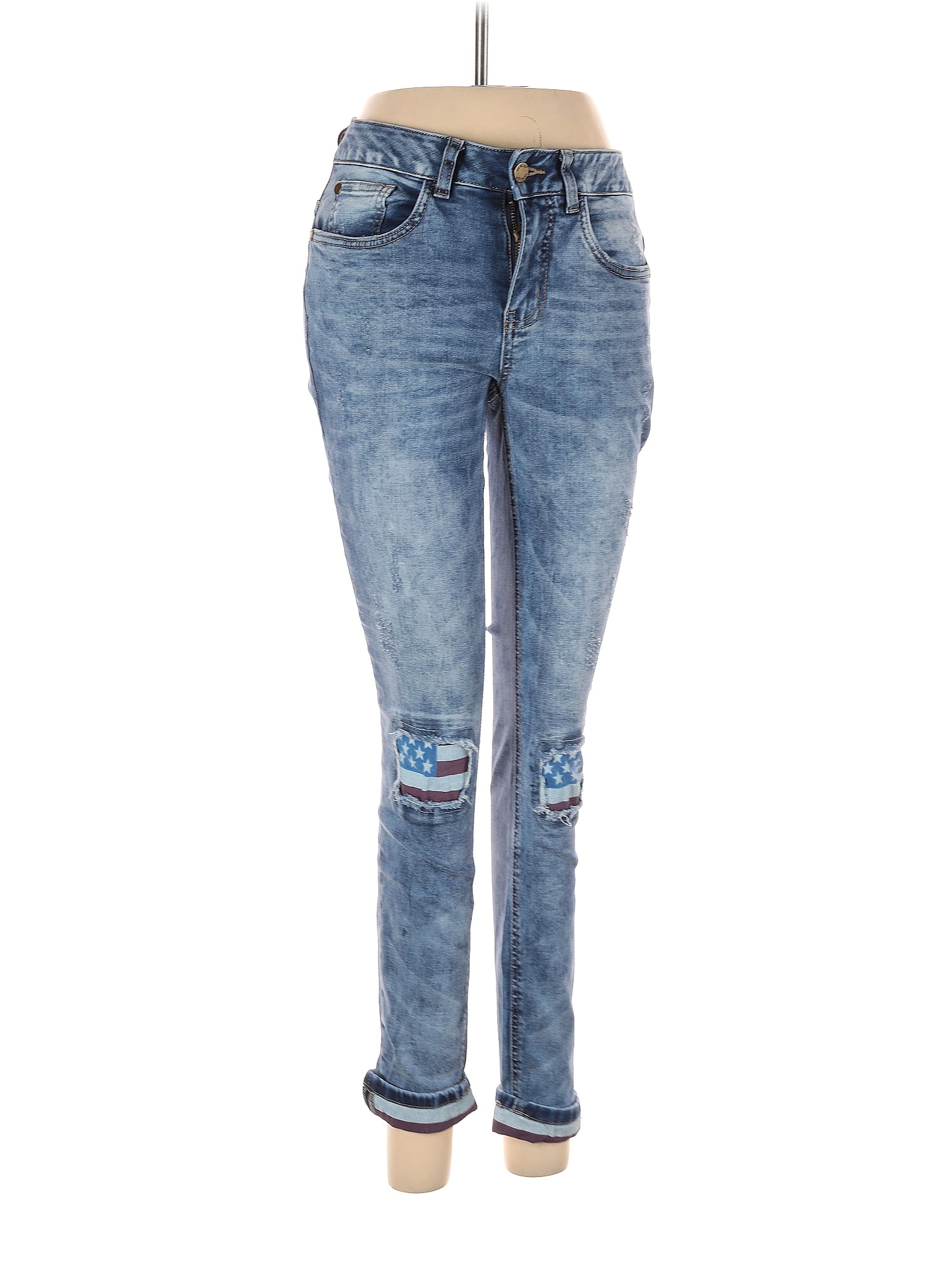 Venus Marled Tortoise Acid Wash Print Hearts Stars Graphic Blue Jeans ...