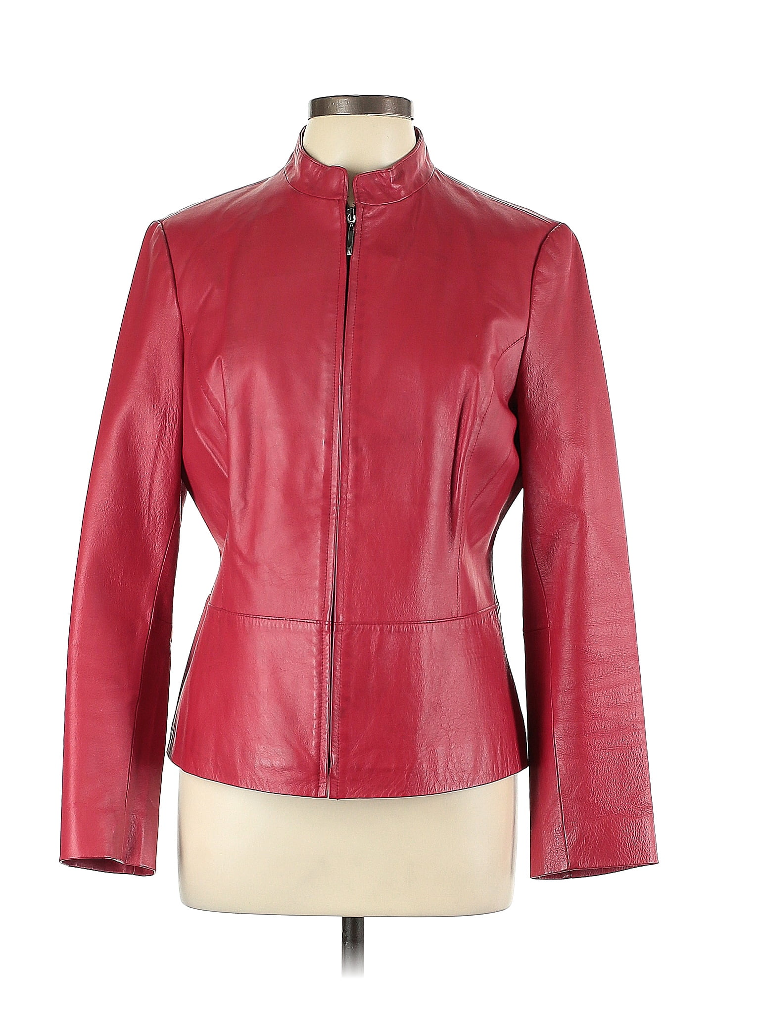 Russell Kemp New York 100% Leather Solid Red Leather Jacket Size 12 ...