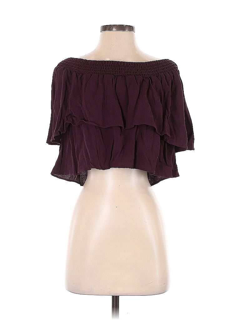Flynn 100% Rayon Burgundy Short Sleeve Blouse Size XS - 80% off | ThredUp