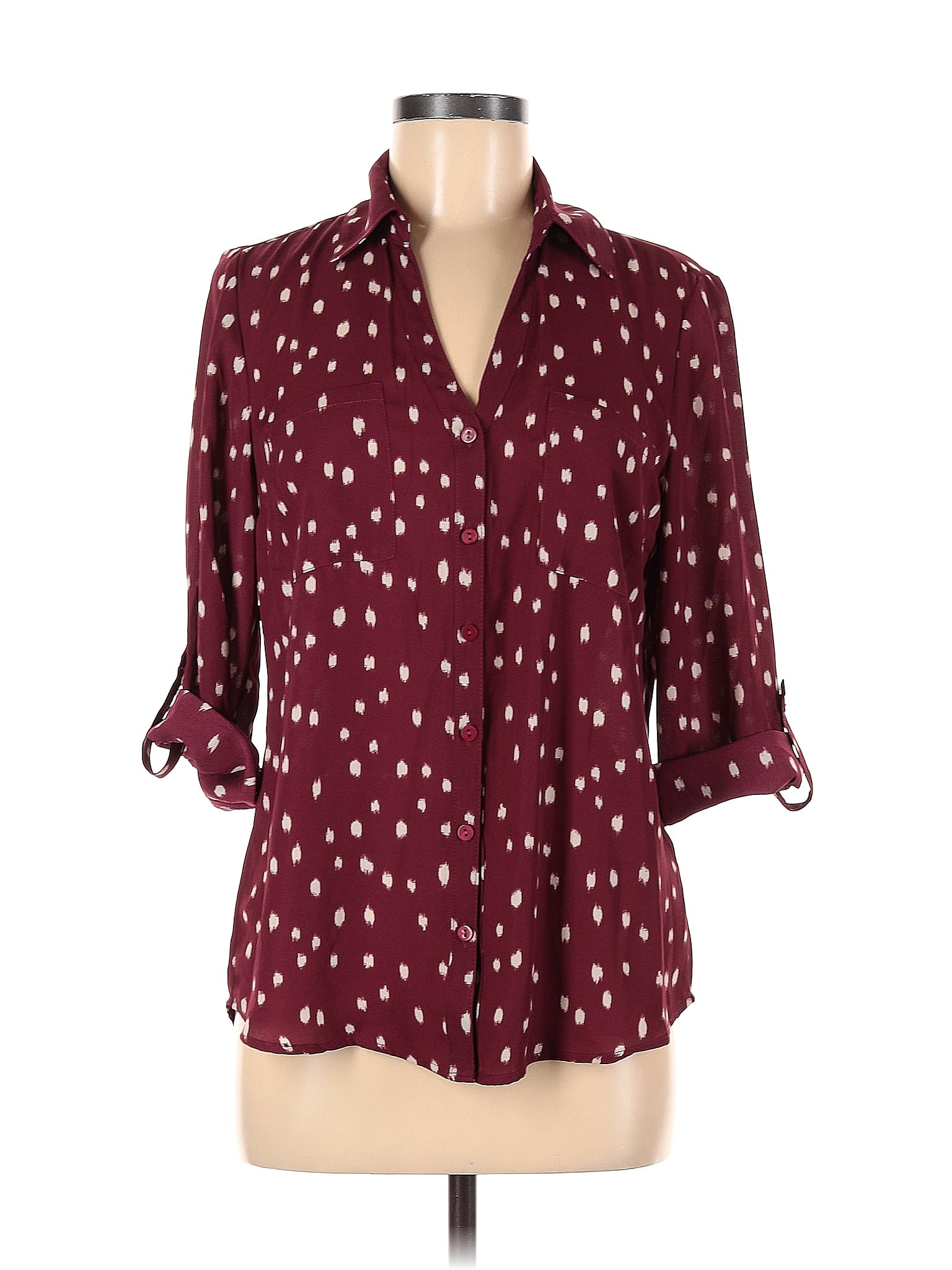 Fortune Ivy 100 Polyester Hearts Polka Dots Burgundy Long Sleeve