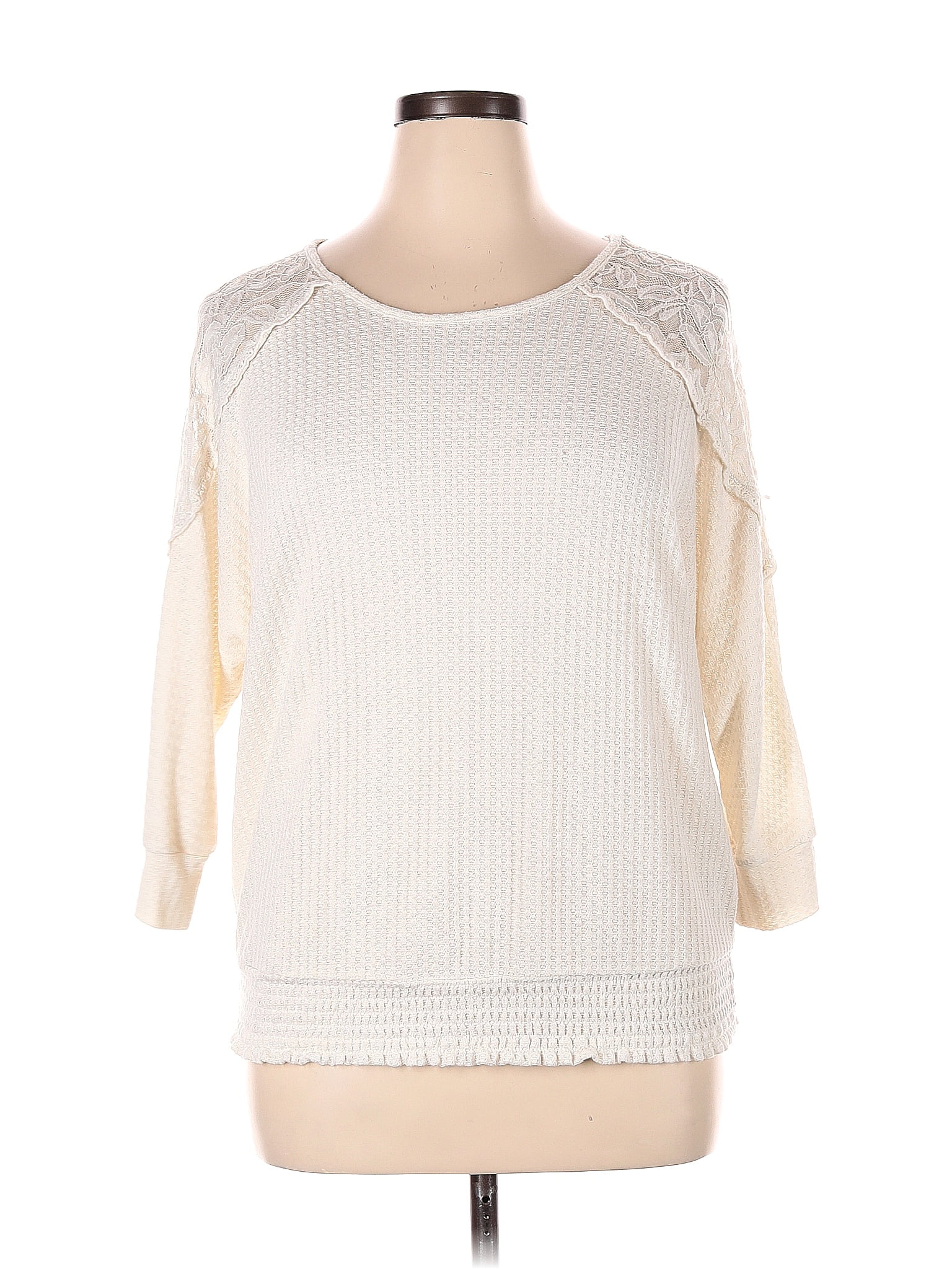 Charming Charlie Ivory 3/4 Sleeve Top Size XL - 31% off | ThredUp