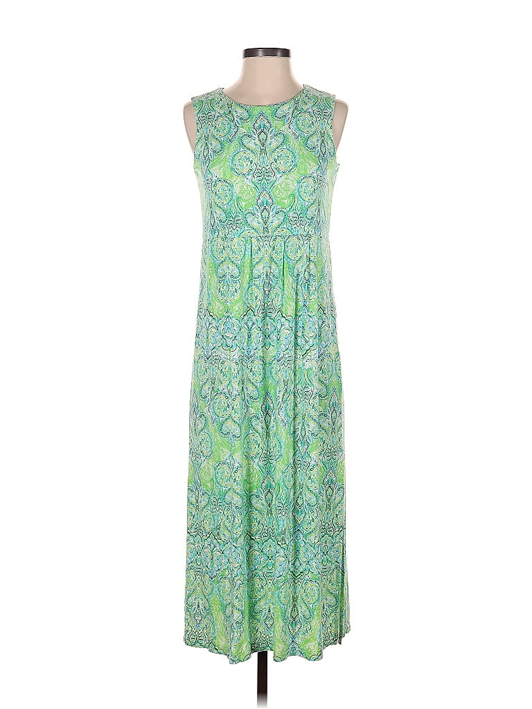 J.Jill Floral Motif Acid Wash Print Paisley Green Casual Dress Size XS ...