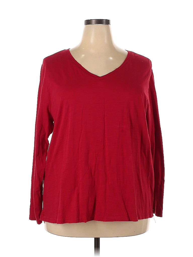 Sonoma Goods For Life 100 Cotton Red Long Sleeve T Shirt Size 2x Plus