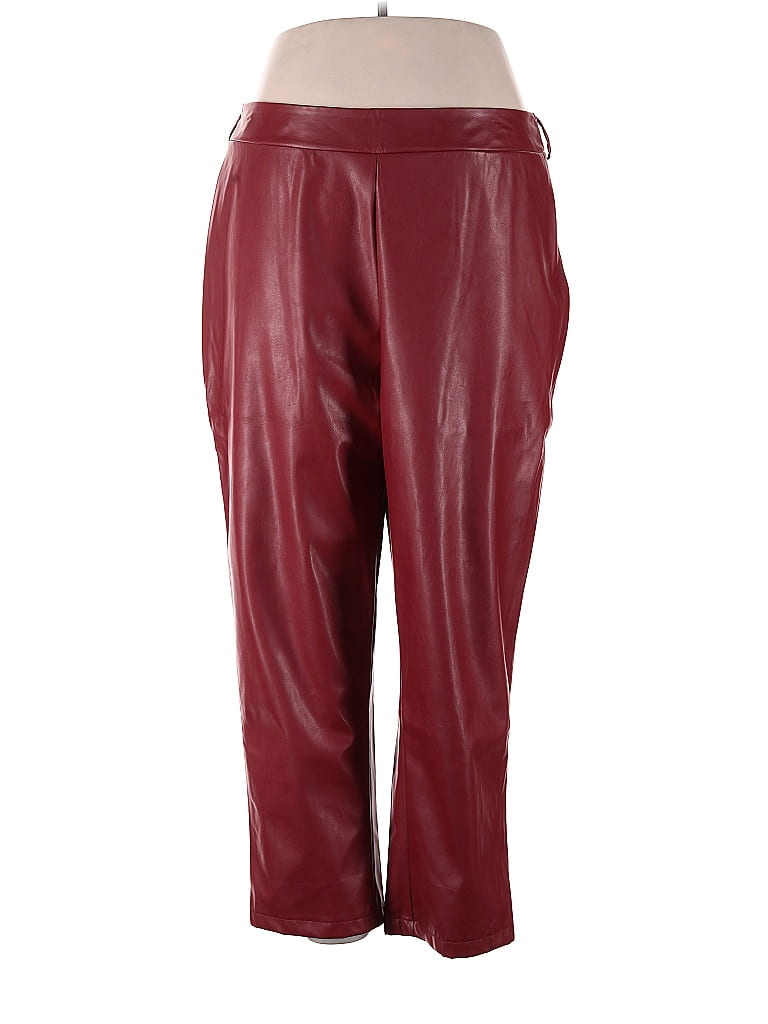 Shein 100% Polyurethane Solid Red Faux Leather Pants Size 1X (Plus ...