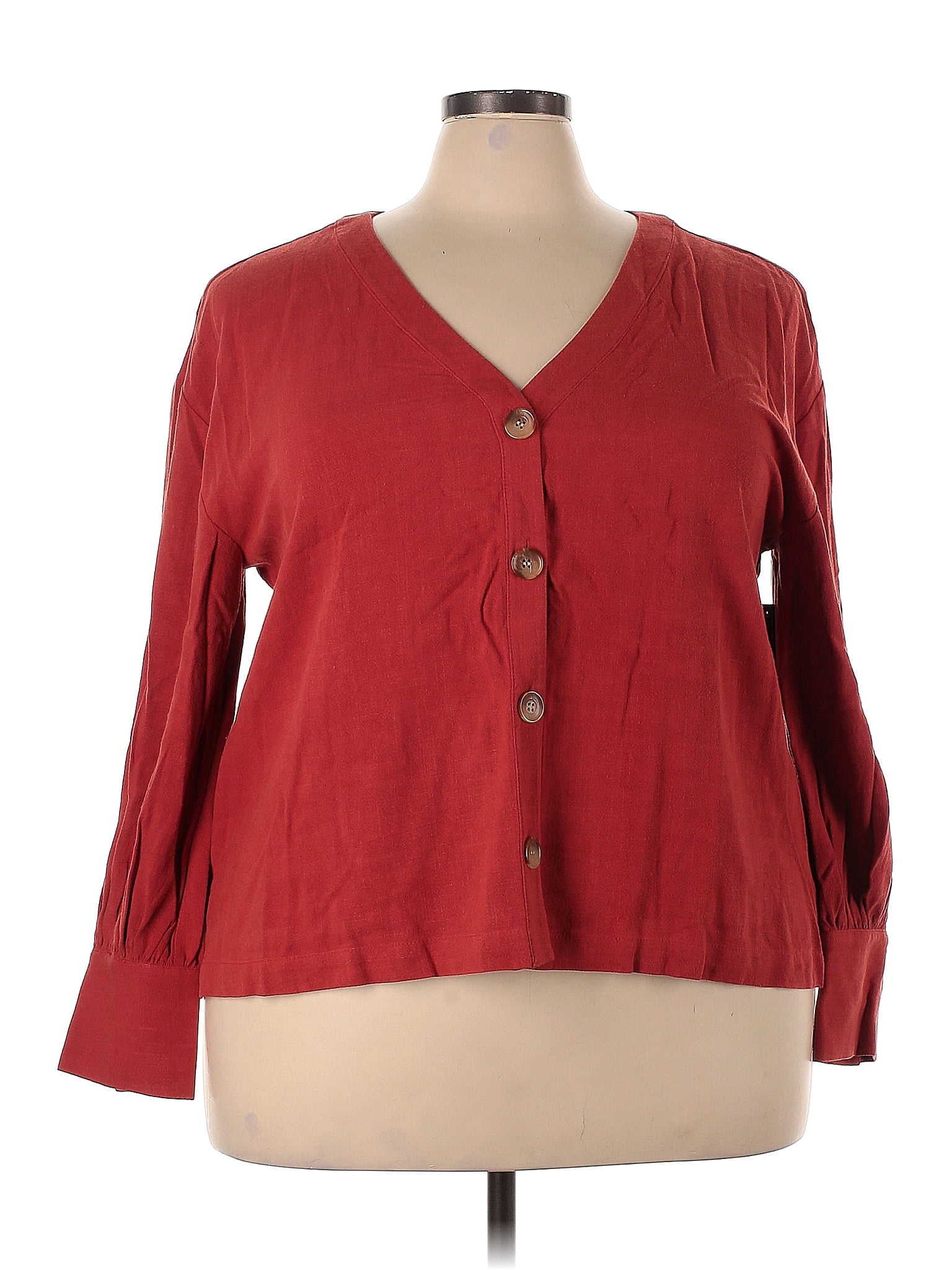 Bp Burgundy Long Sleeve Blouse Size 3x Plus 67 Off Thredup