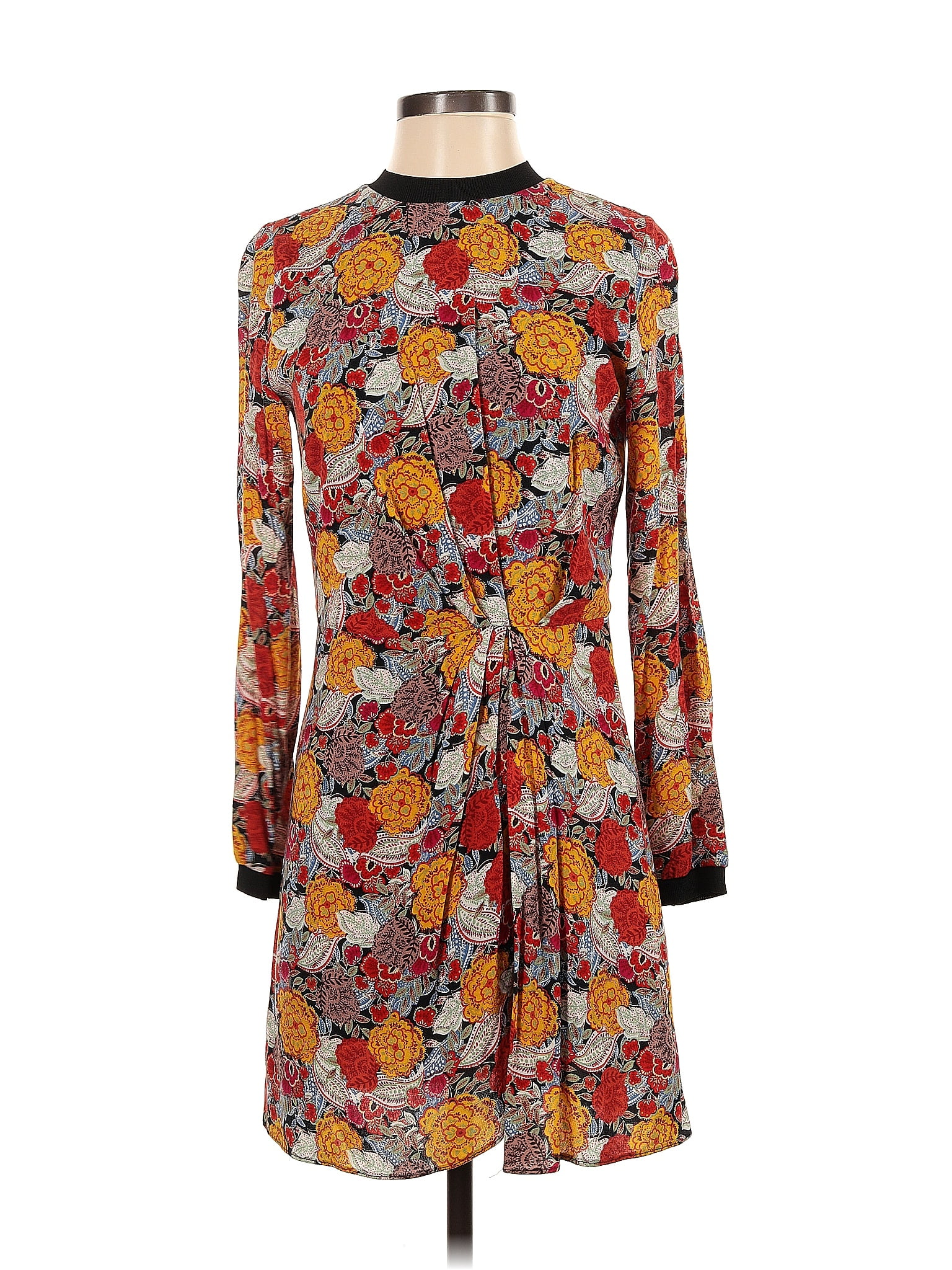 Zara TRF 100% Viscose Floral Motif Paisley Baroque Print Floral Orange ...