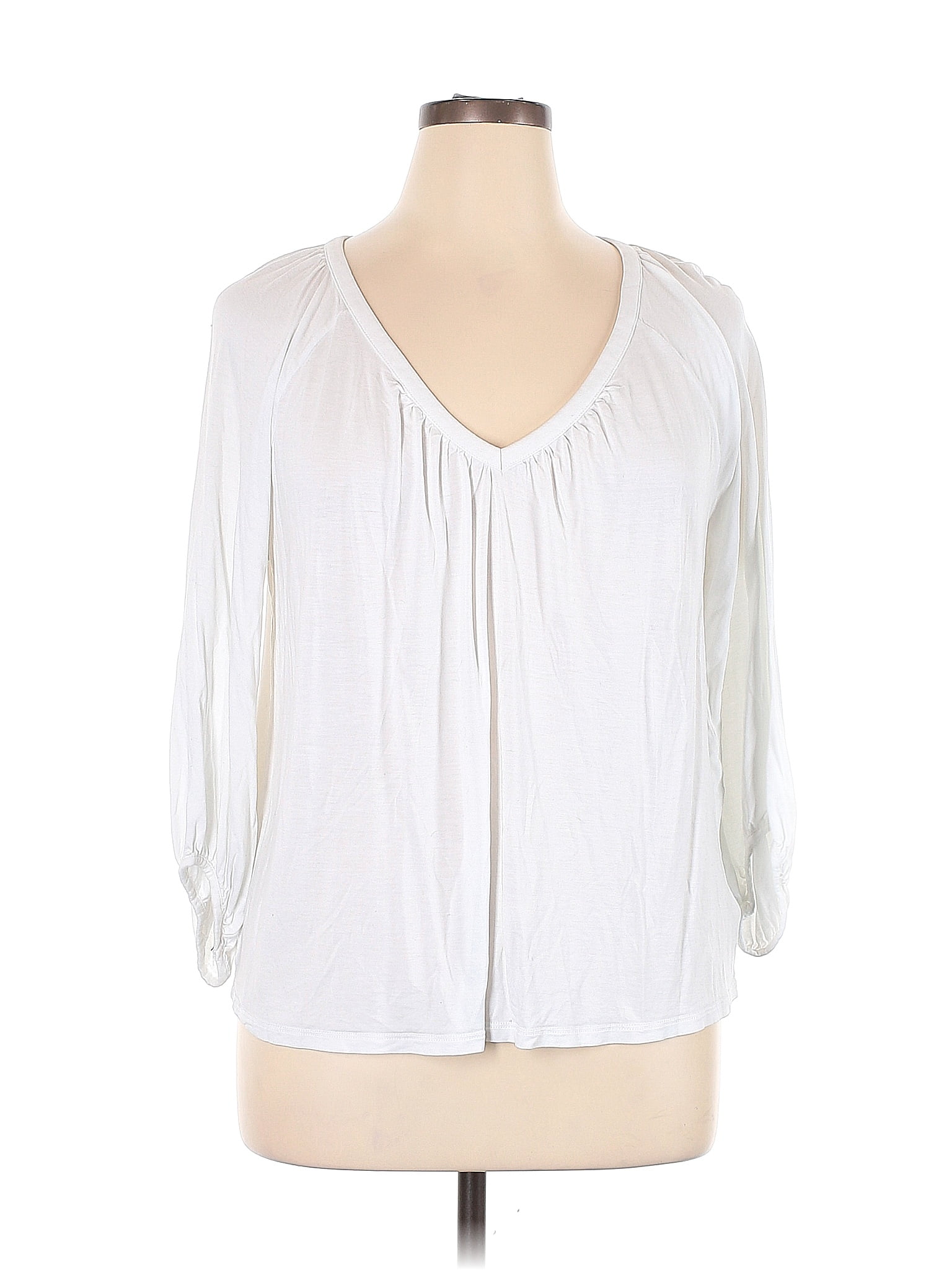 Old Navy 100 Rayon White Long Sleeve Blouse Size Xl 55 Off Thredup