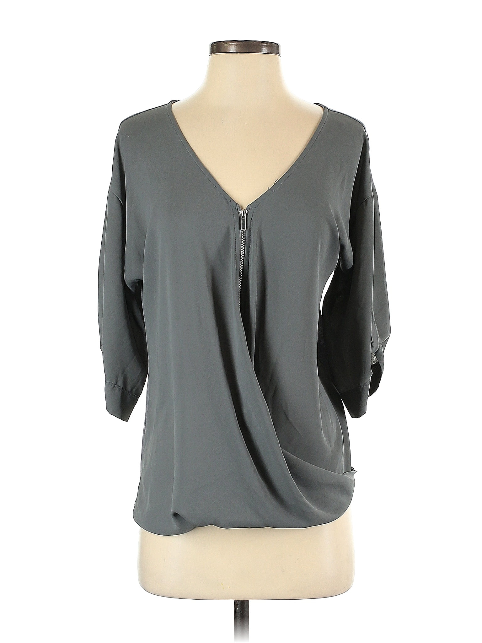 Soho JEANS NEW YORK & COMPANY 100% Rayon Gray 3/4 Sleeve Blouse Size XS ...