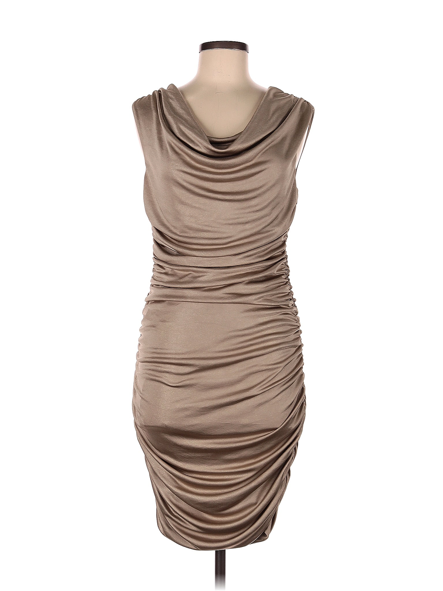 Express 100% Polyester Solid Tan Cocktail Dress Size M - 70% off | ThredUp