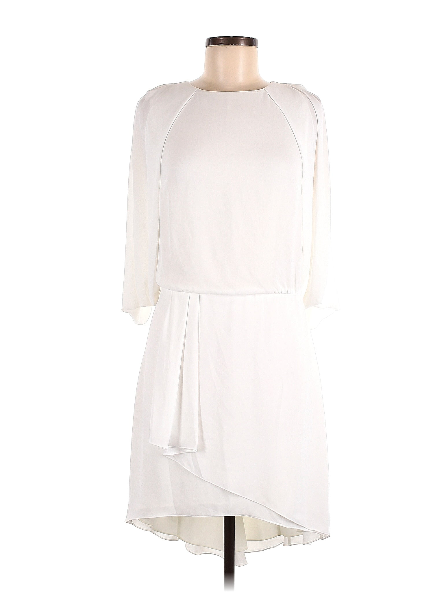 Halston Heritage 100 Polyester Solid Ivory Casual Dress Size 6 75