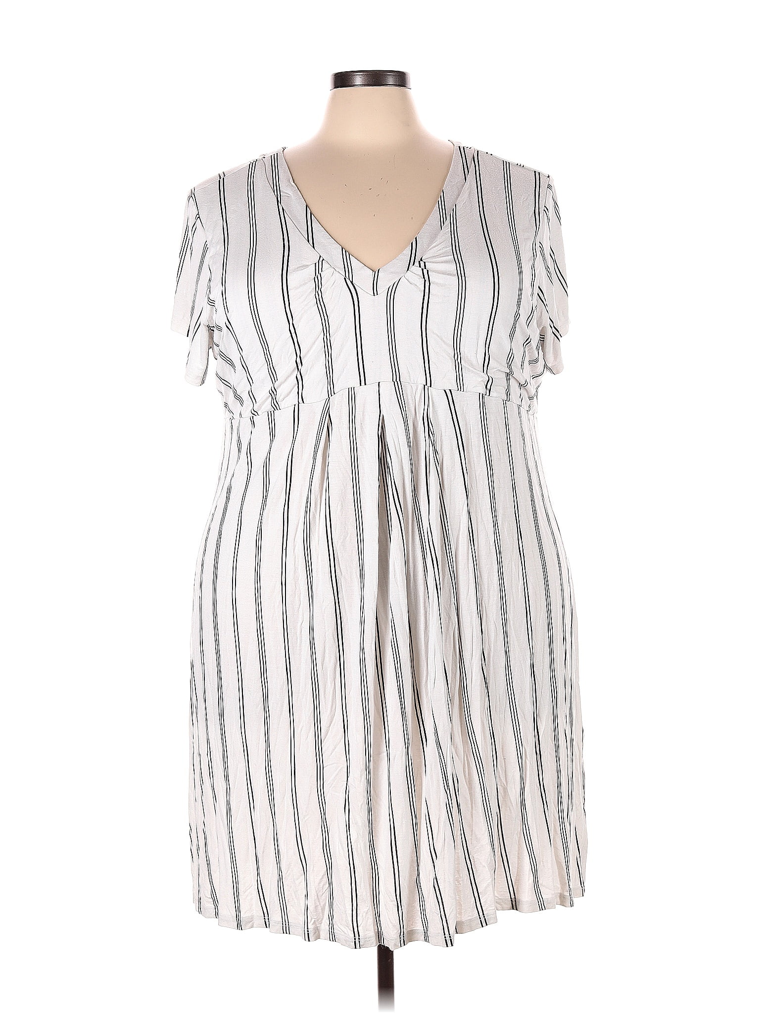 K. Jordan Stripes Silver Casual Dress Size 4X (Plus) - 56% off | ThredUp