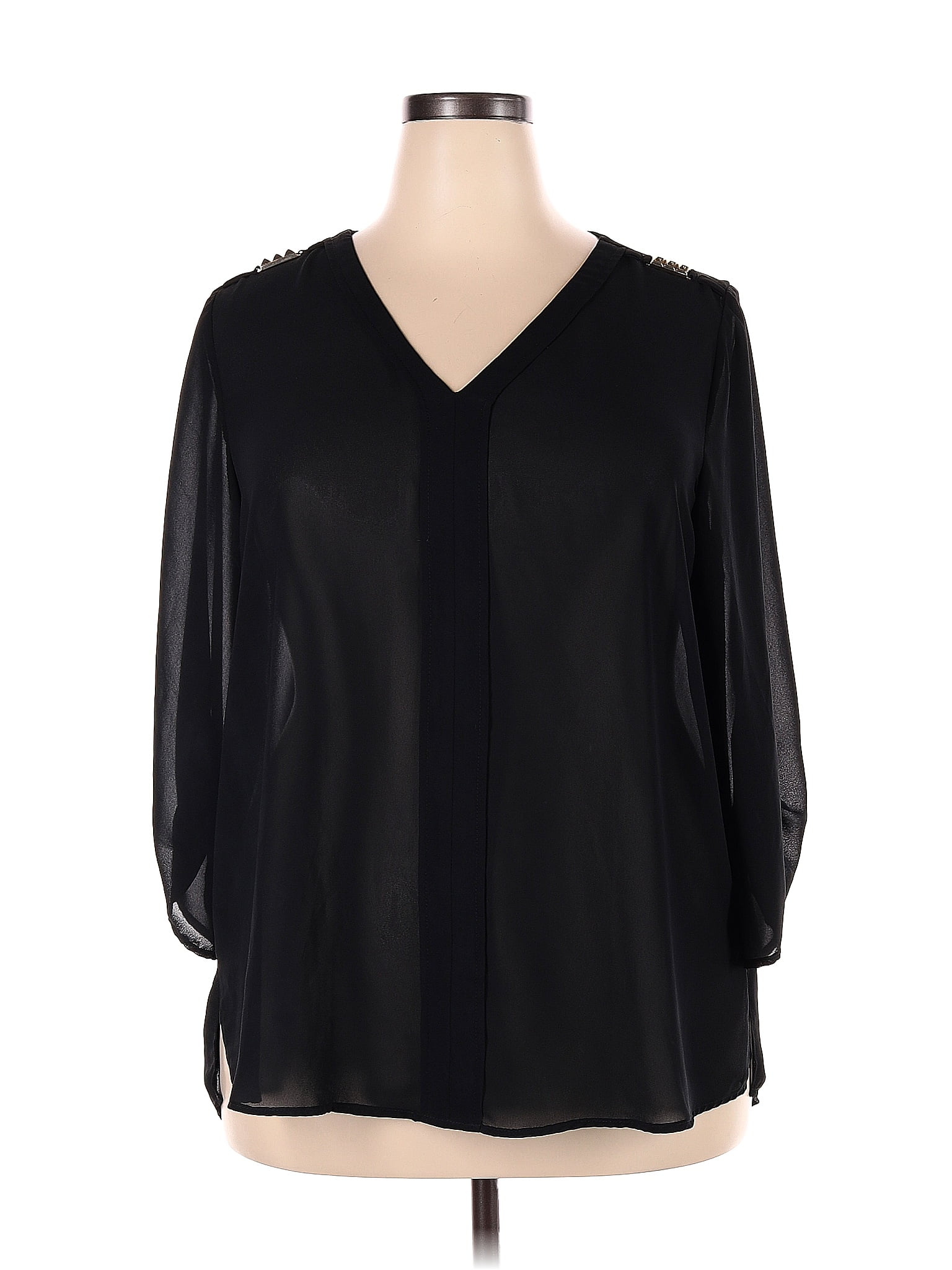 Avenue 100 Polyester Black Short Sleeve Blouse Size 18 20 Plus Plus