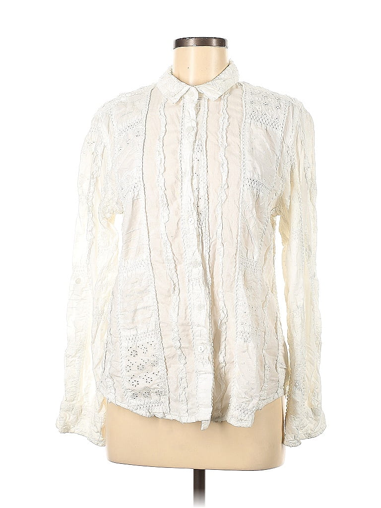 Dylan 100% Cotton Ivory Long Sleeve Button-Down Shirt Size M - 79% off | ThredUp